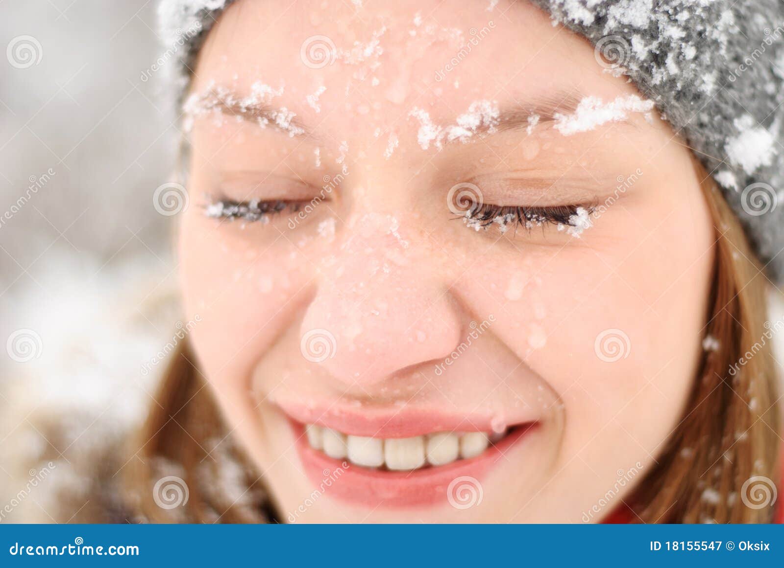 Girl S Face with Snow Outdoors Stock Image - Image of model, female ...