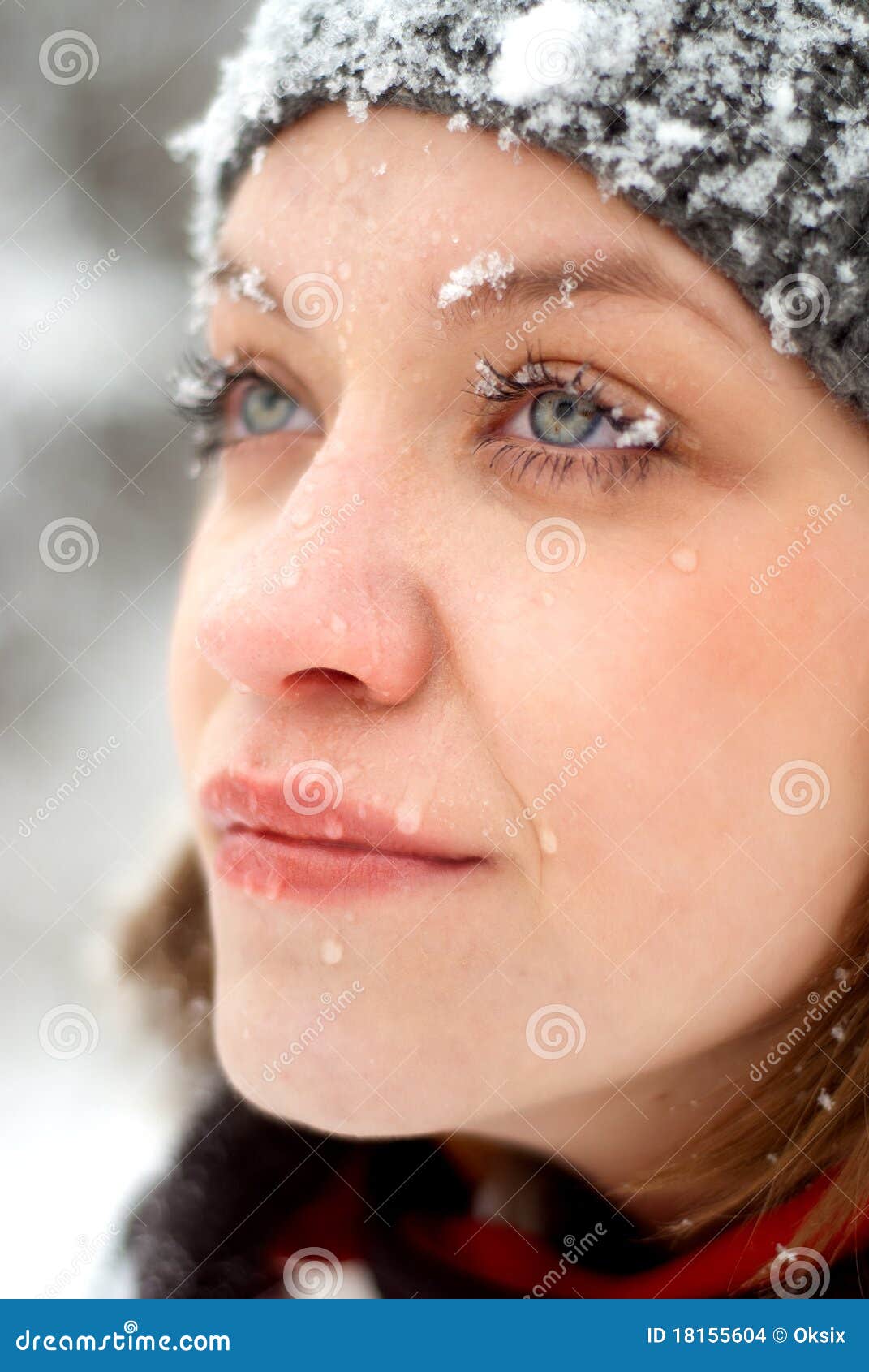 Girl S Face with Snow Outdoors Stock Photo - Image of close, fashion ...
