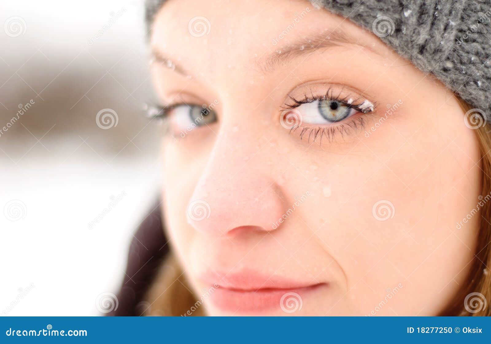 Girl S Face with Snow Outdoors Stock Photo - Image of person, face ...