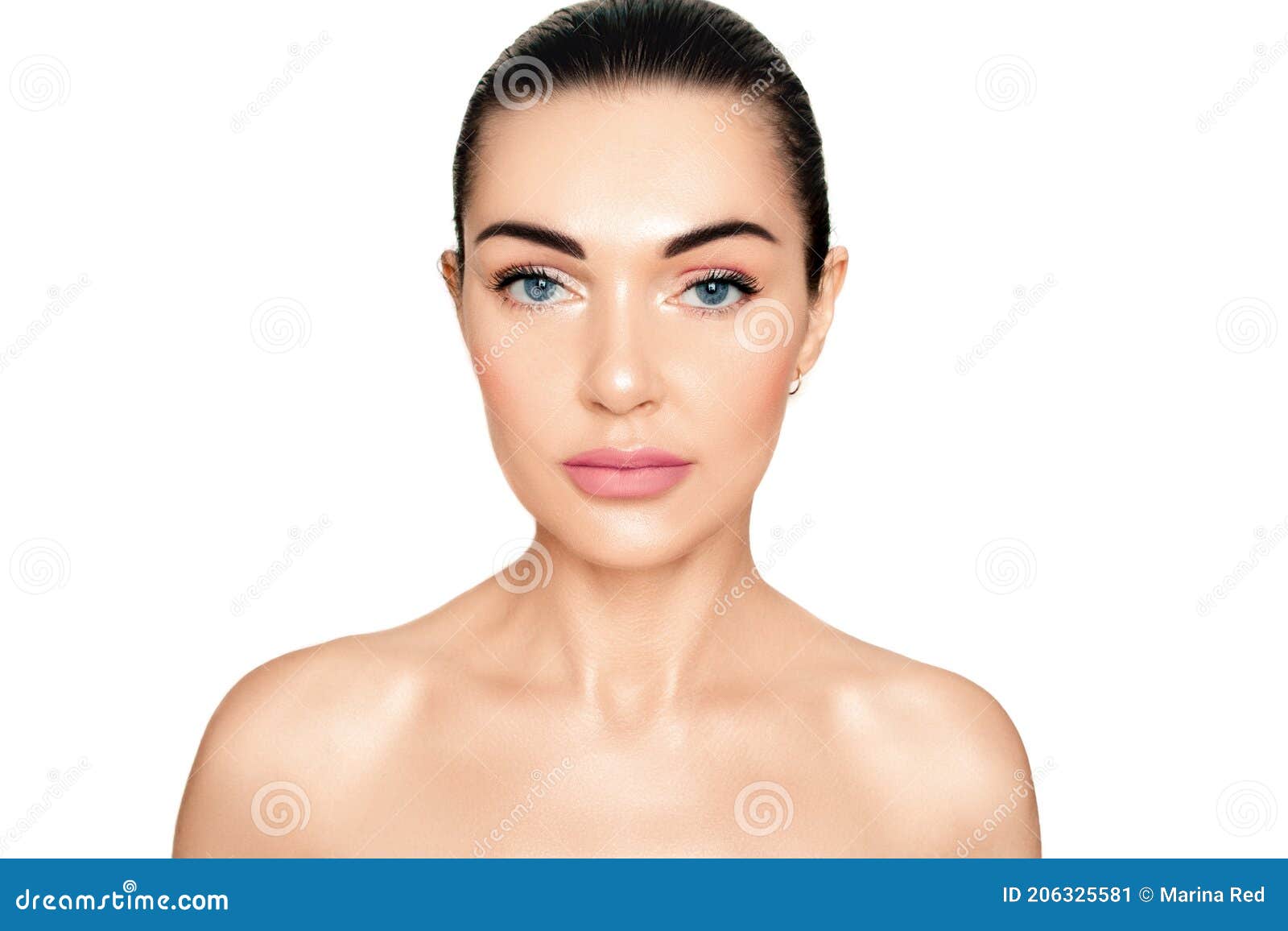 Girl`s Face on a White Background. Stock Image - Image of girls, girl ...