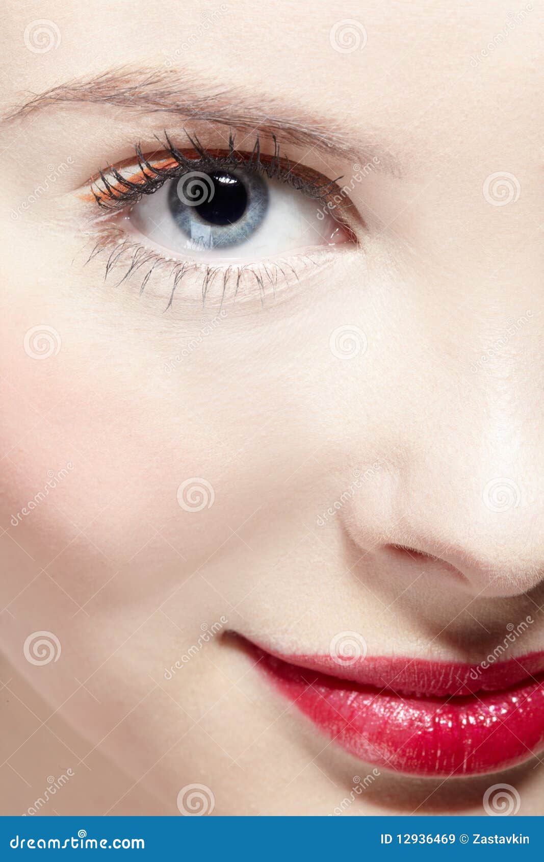 Girl s half-face portrait stock image. Image of closeup - 12936469