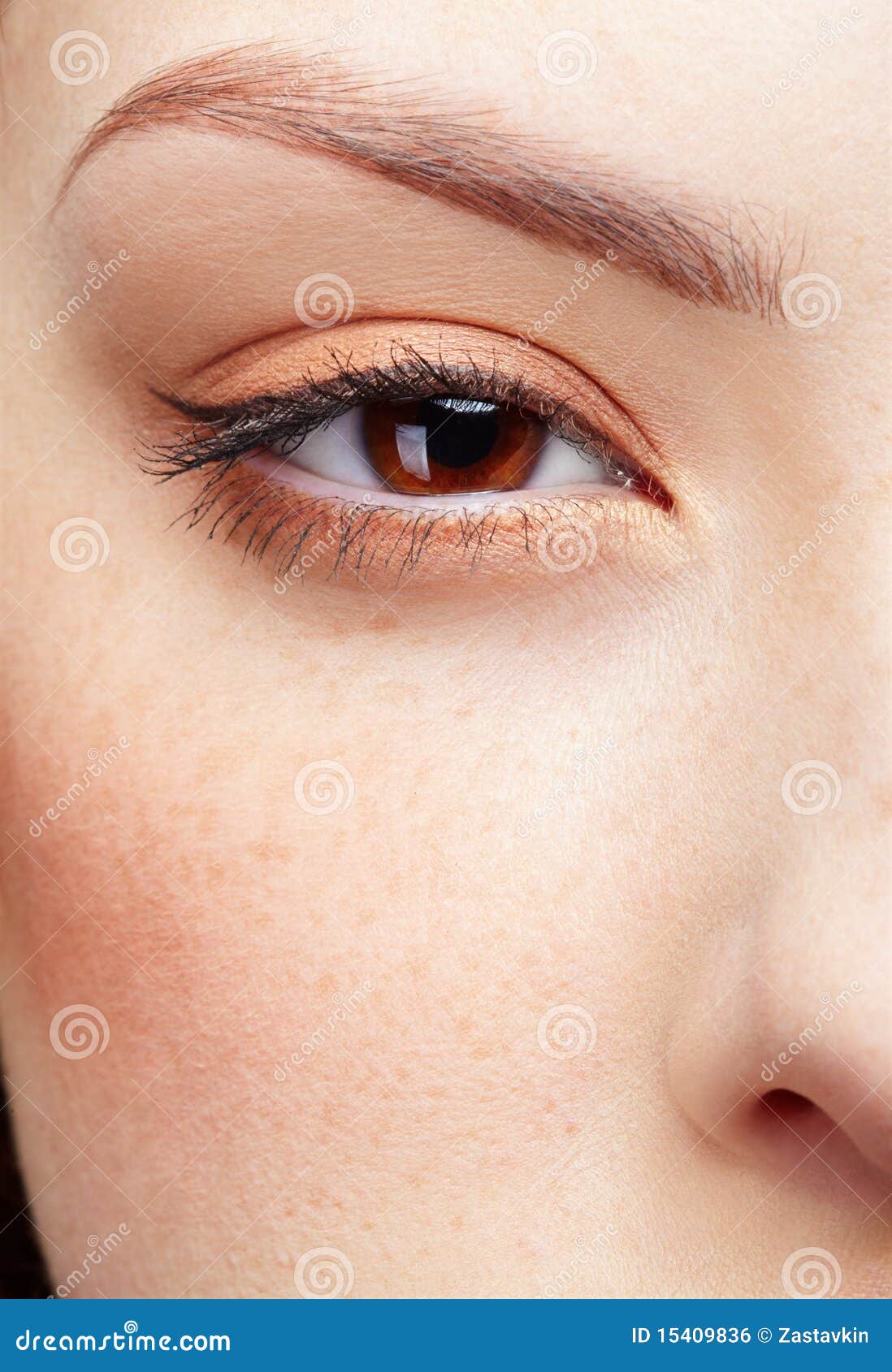 Girl s half-face portrait stock photo. Image of expression - 15409836