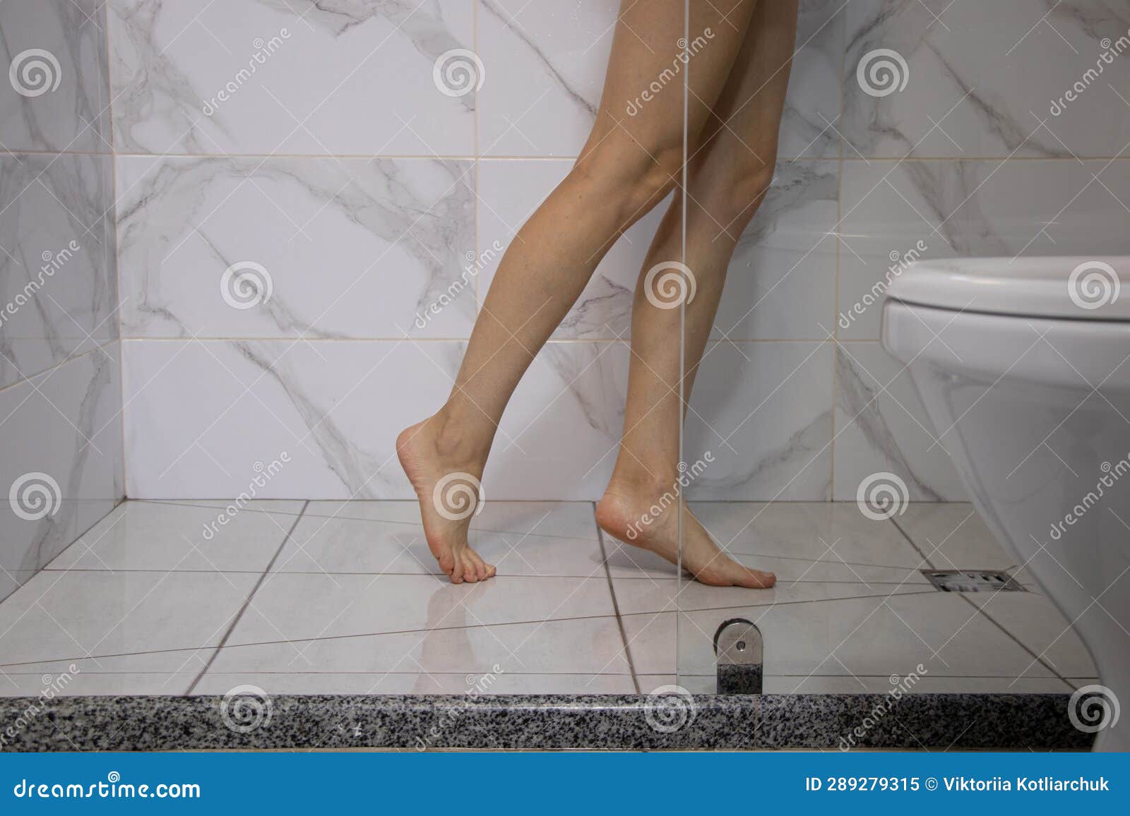 The Girl& X27;s Legs in the Shower, the Girl Bathes in the Shower, the ...