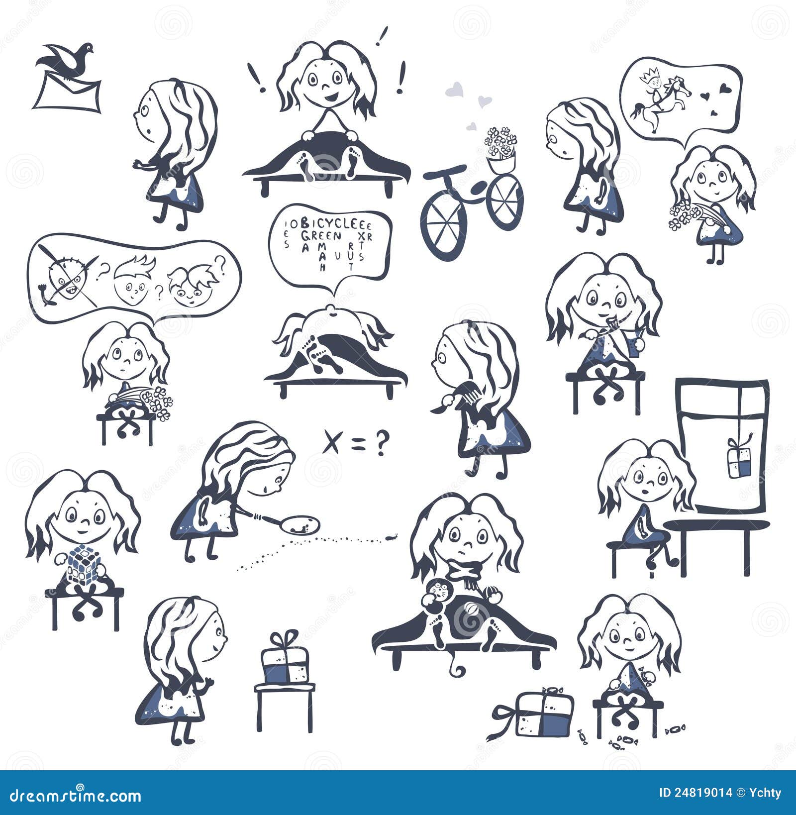 Girls Life Cartoons in Vector Stock Vector - Illustration of concept ...