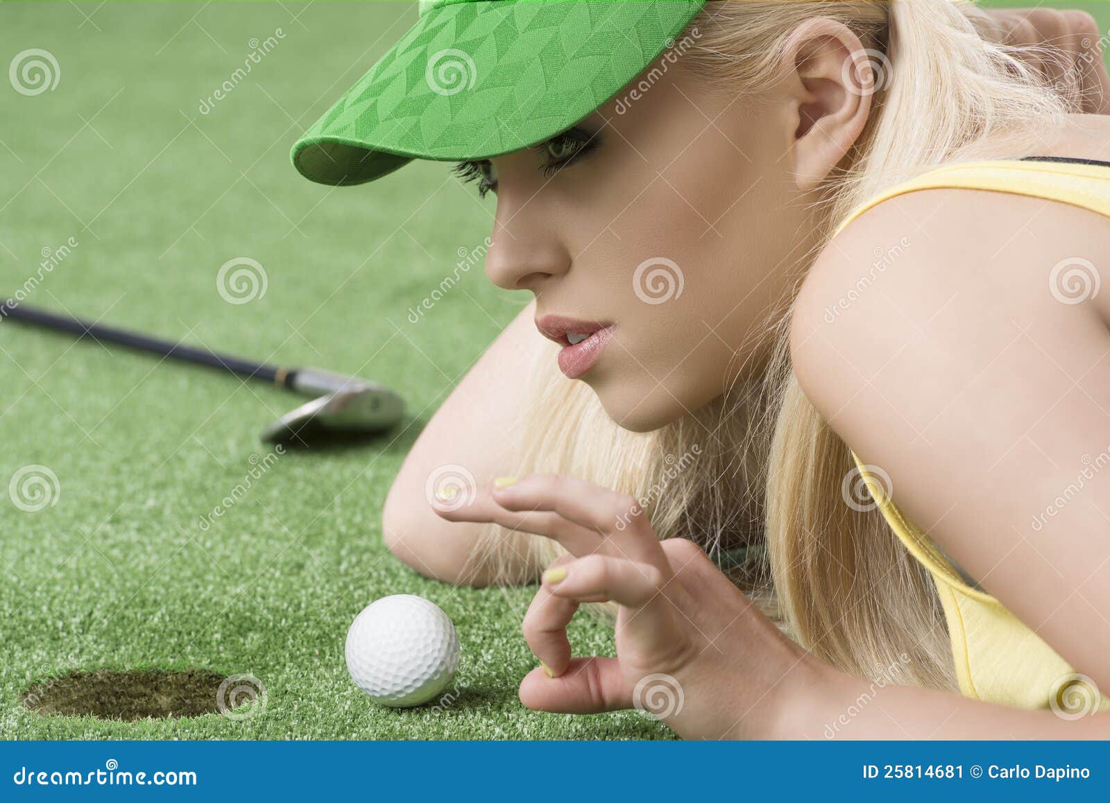 Girl S Playing with Golf Ball, she is in Profile Stock Image - Image of ...