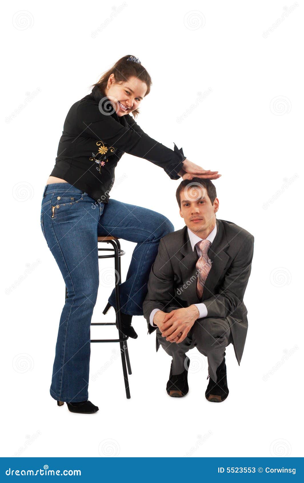 Girl's Pressure On Sitting Man Picture. Image: 5523553