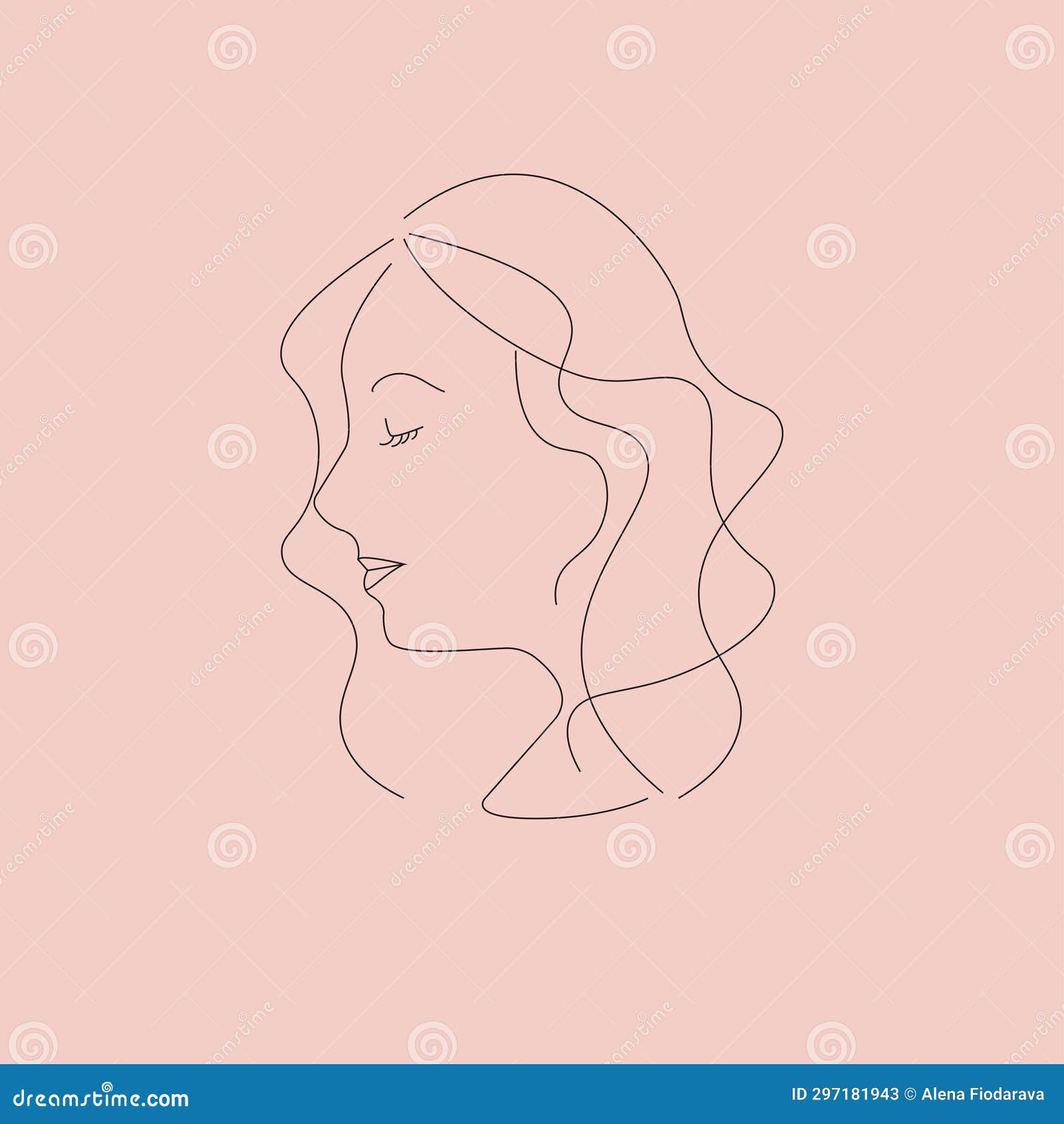 Girl S Silhouette Girl S Face, Linear Image of a Girl Stock ...