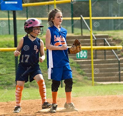 Girl S Softball Second Base Player Editorial Photography - Image of ...