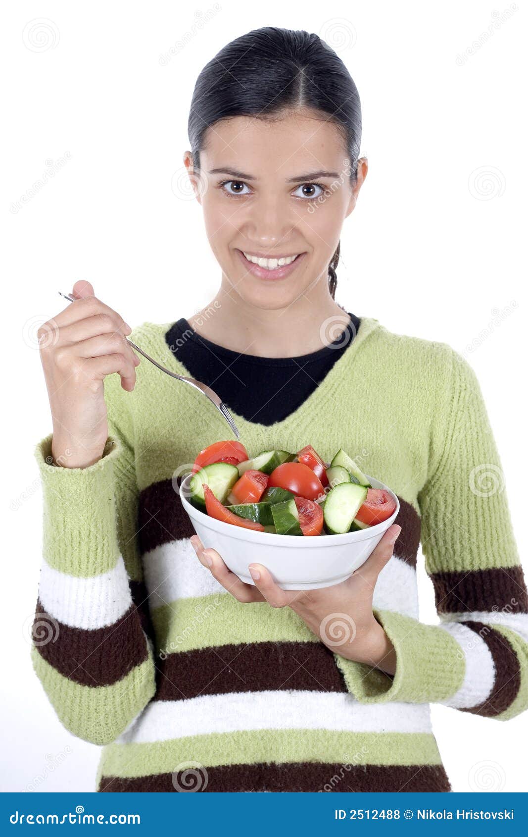 Girl with salad stock photo. Image of home, ingredients - 2512488