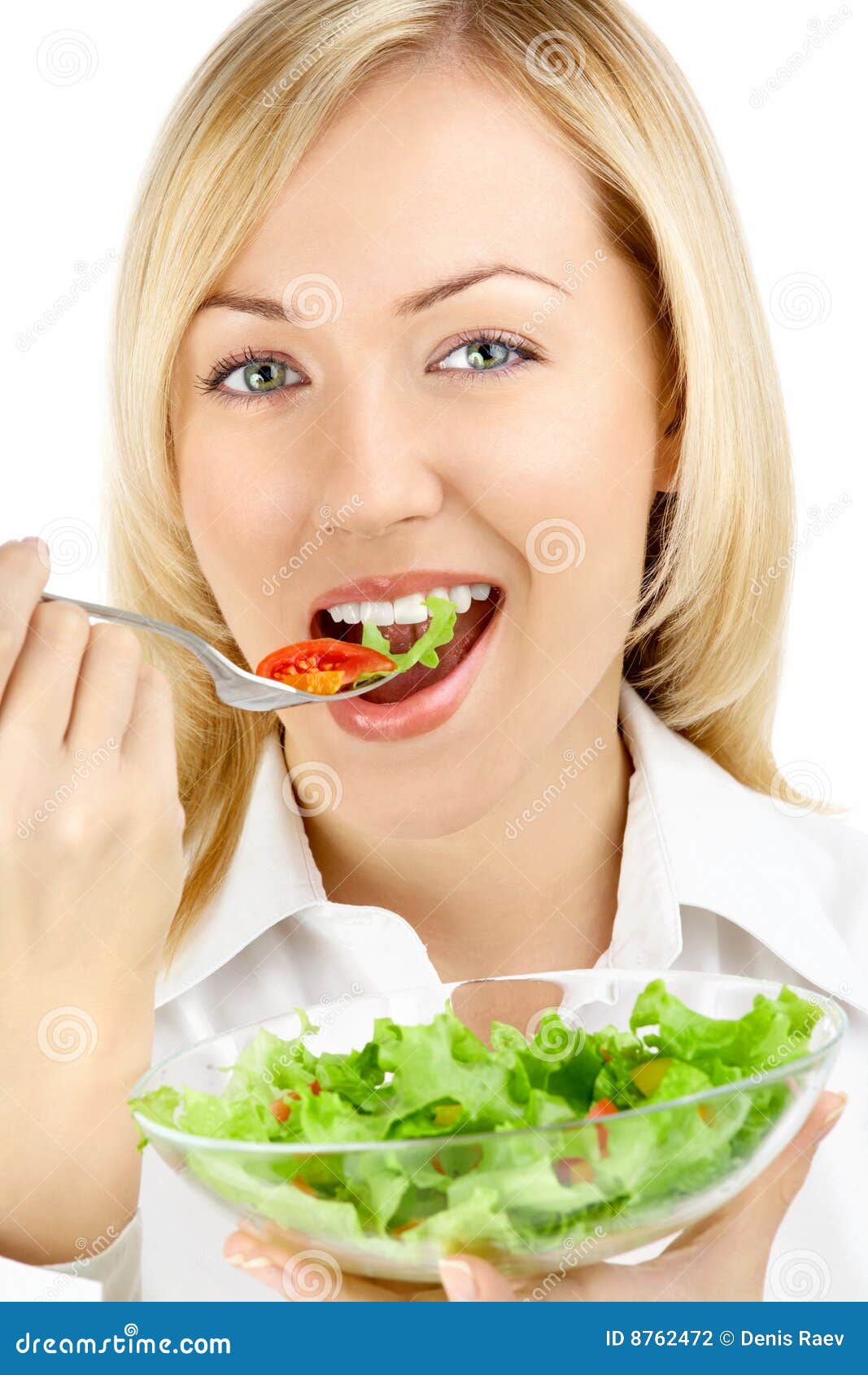 Girl and salad stock photo. Image of healthy, cheerful - 8762472