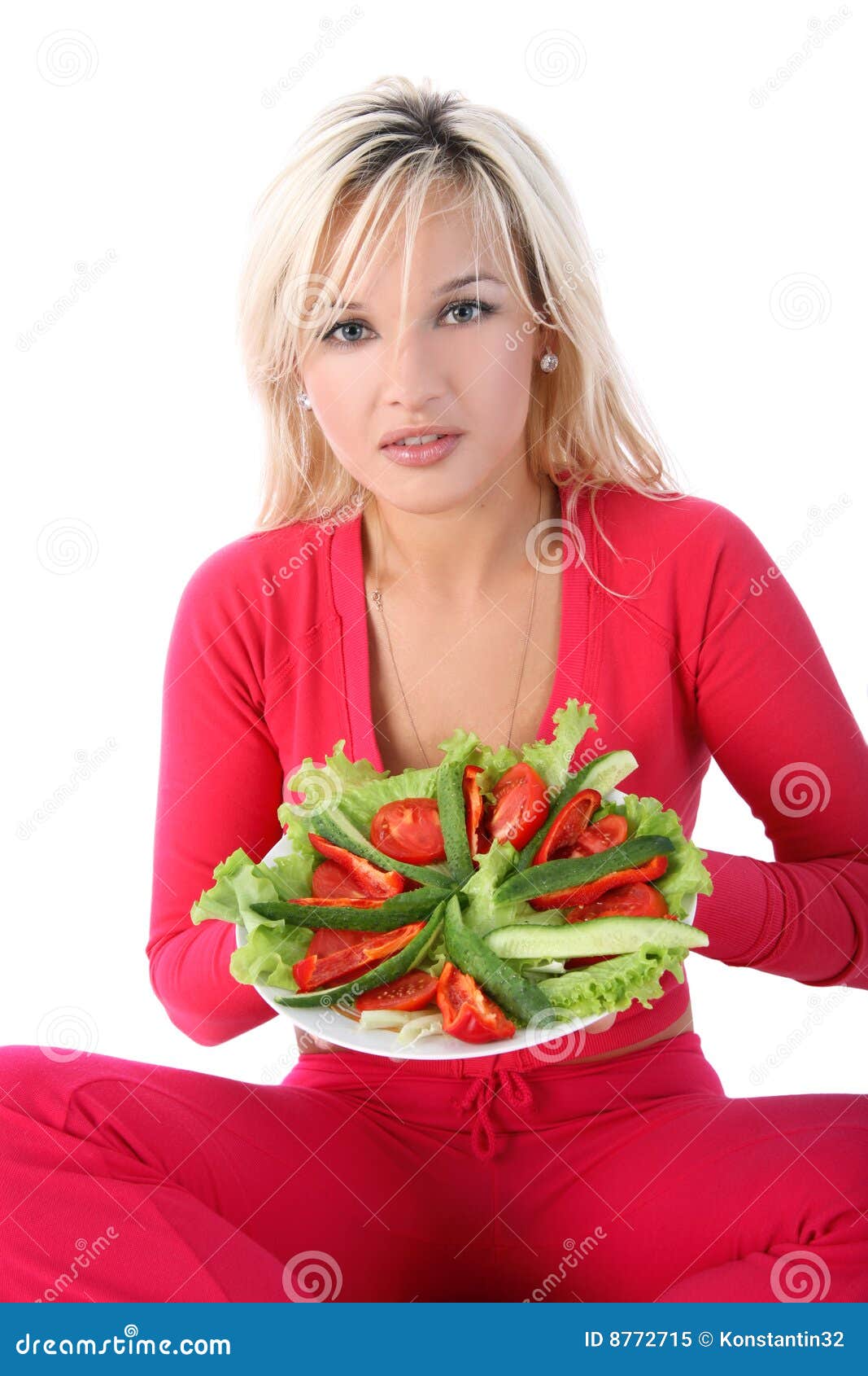 Girl with salad stock image. Image of blondie, isolated - 8772715