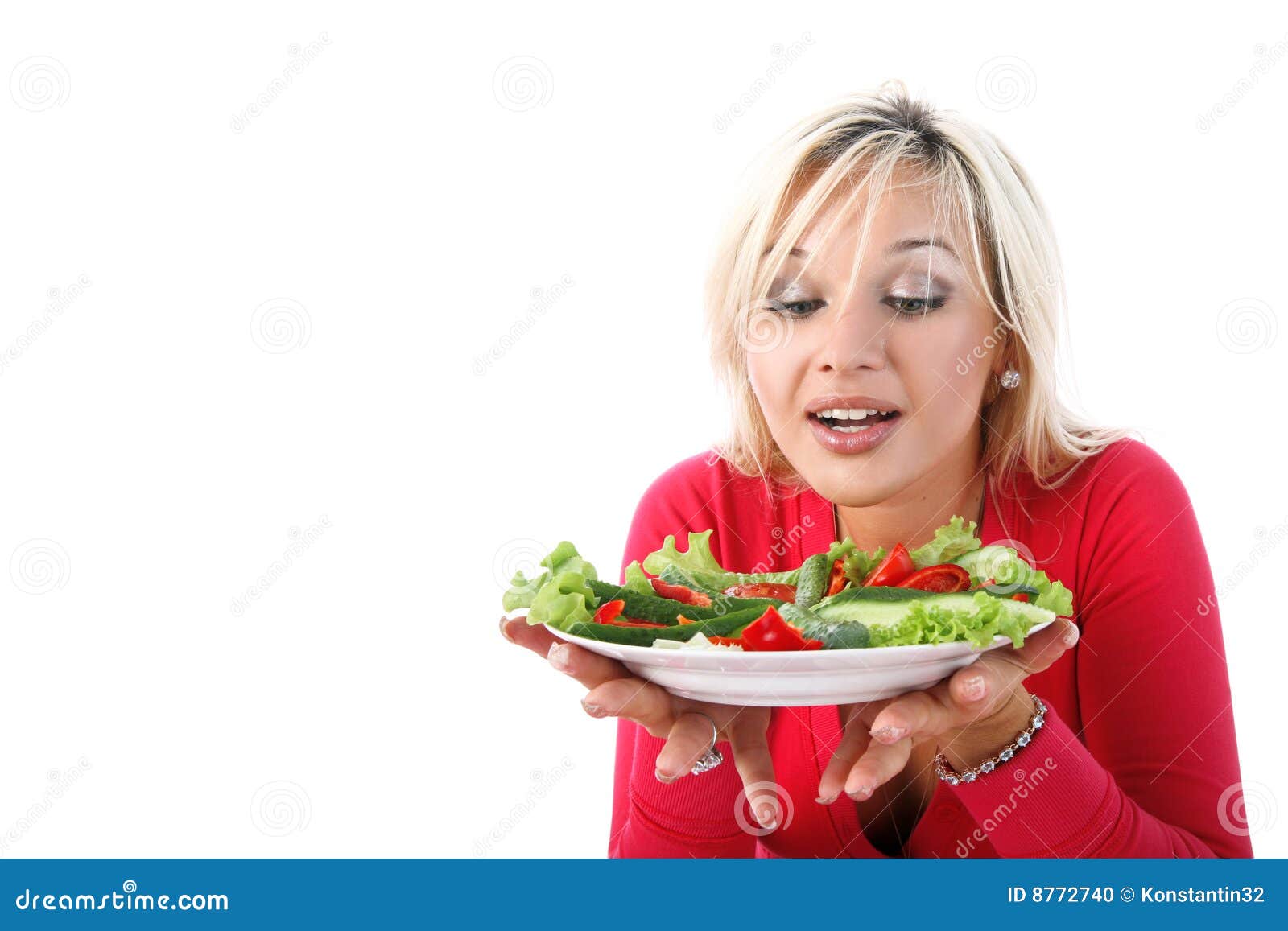 Girl with salad stock photo. Image of girl, nice, appetizer - 8772740