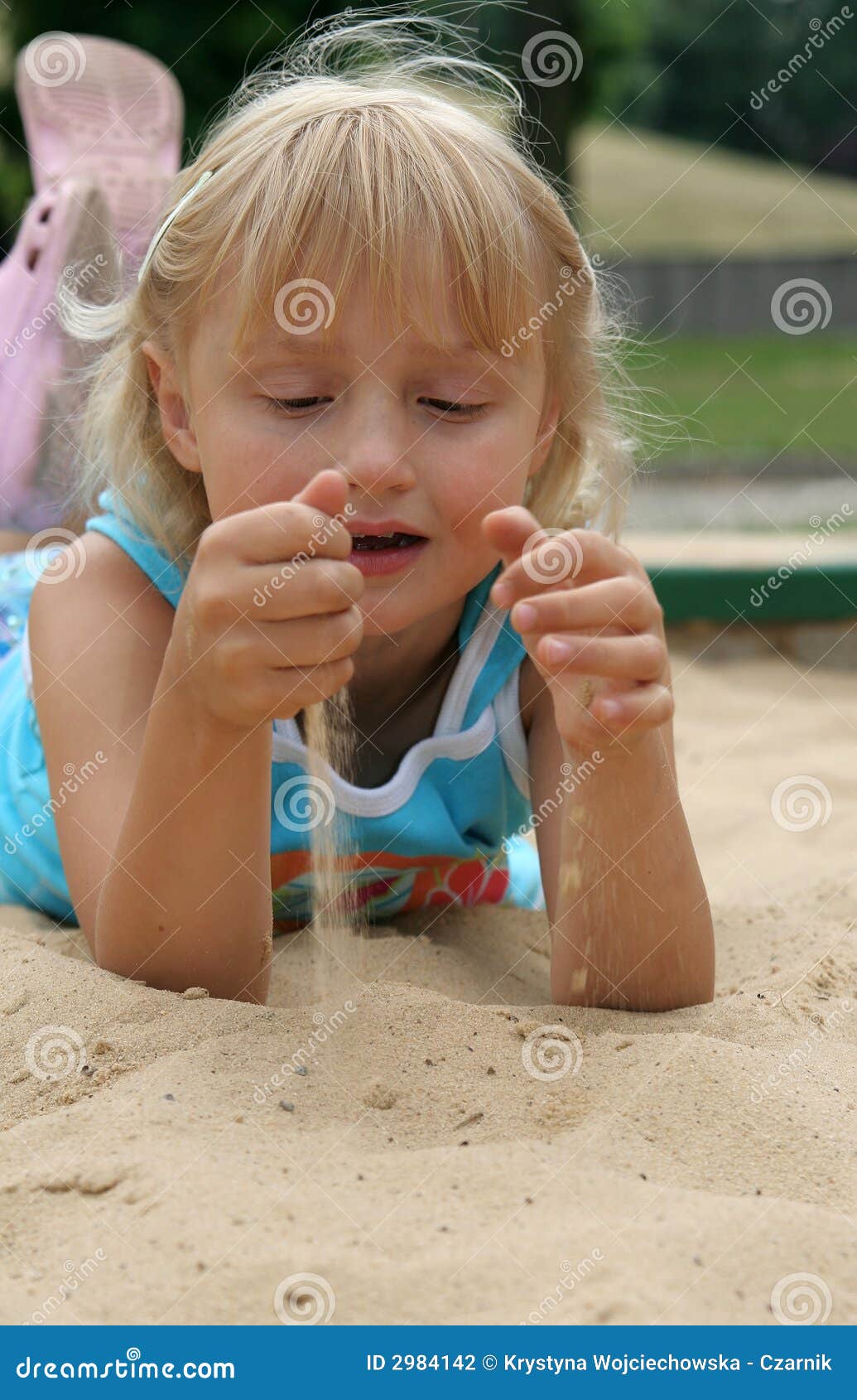 Girl in Sand stock photo. Image of happy, little, brown - 2984142