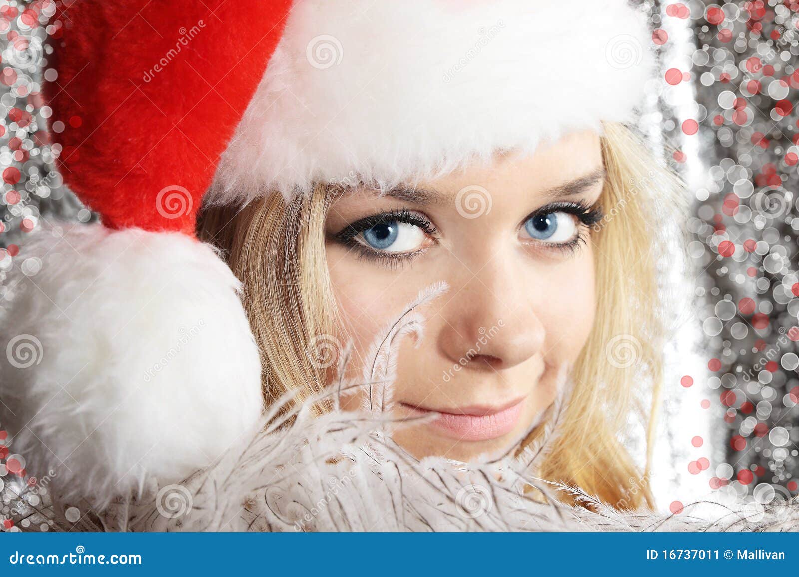Girl in santa cloth stock image. Image of lips, face - 16737011