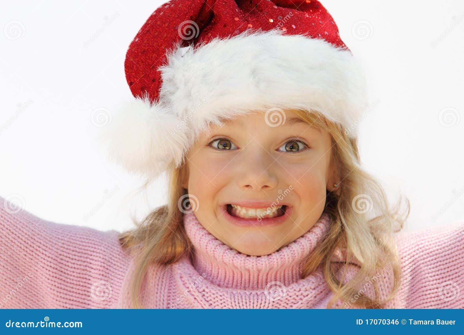 Girl in Santa hat stock photo. Image of portrait, young - 17070346