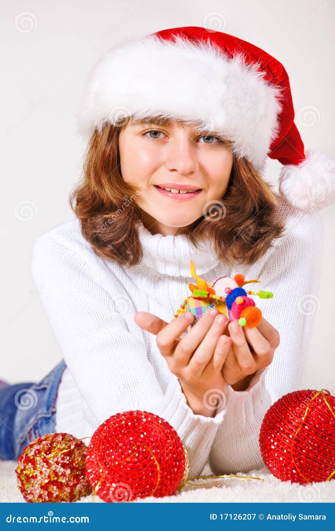 Girl in Santa hat stock image. Image of glittering, pretty - 17126207