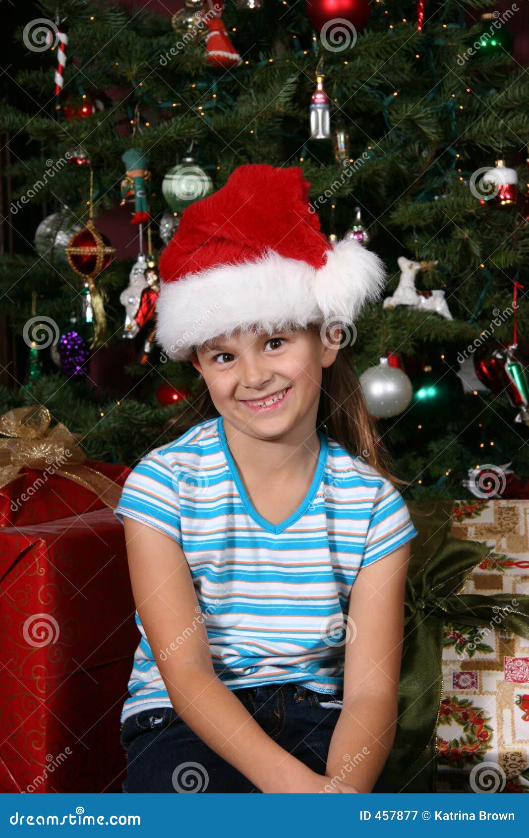Girl in Santa Hat stock image. Image of fluffy, christmas - 457877