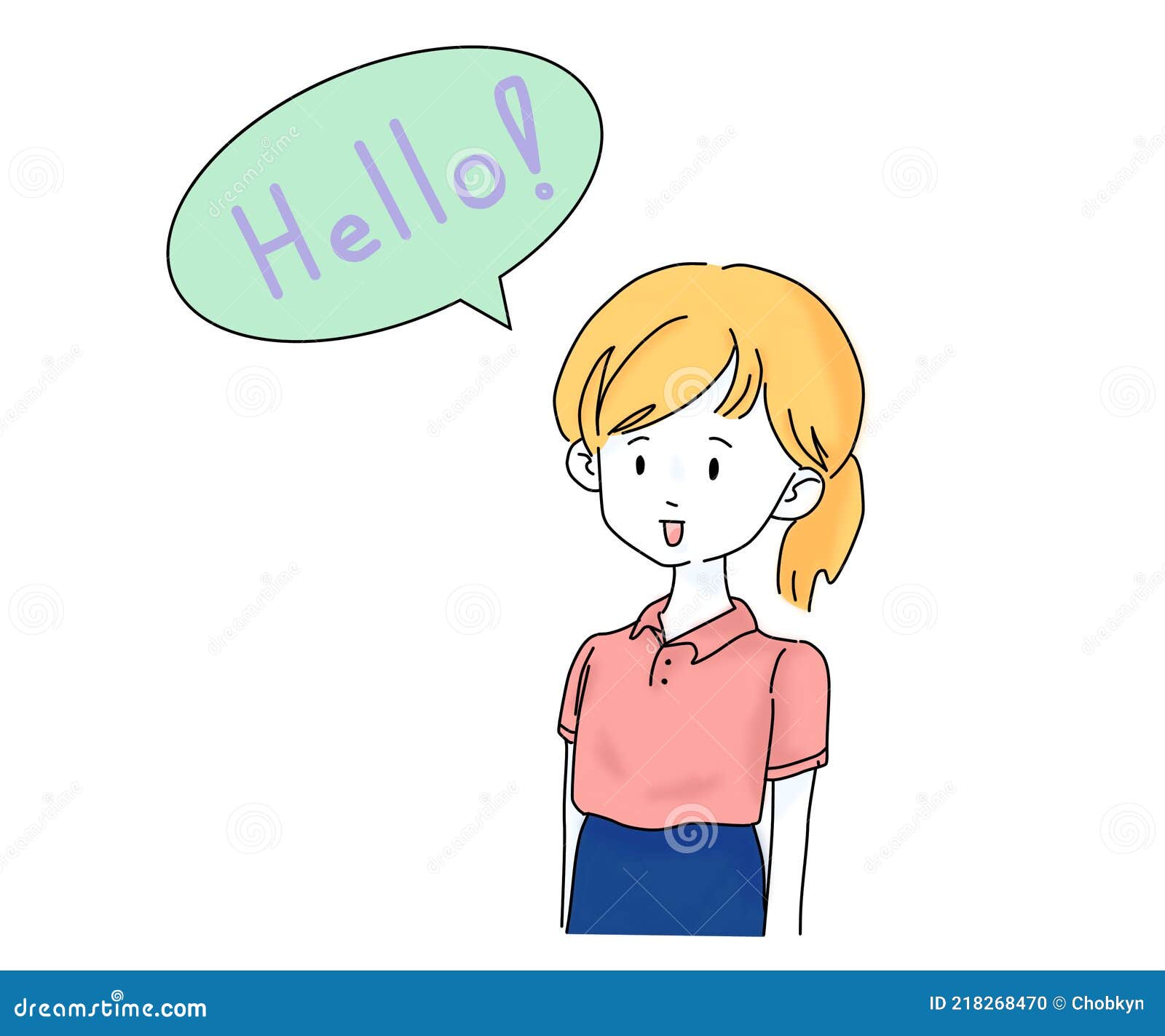 Girl say Hello stock illustration. Illustration of everyone - 218268470
