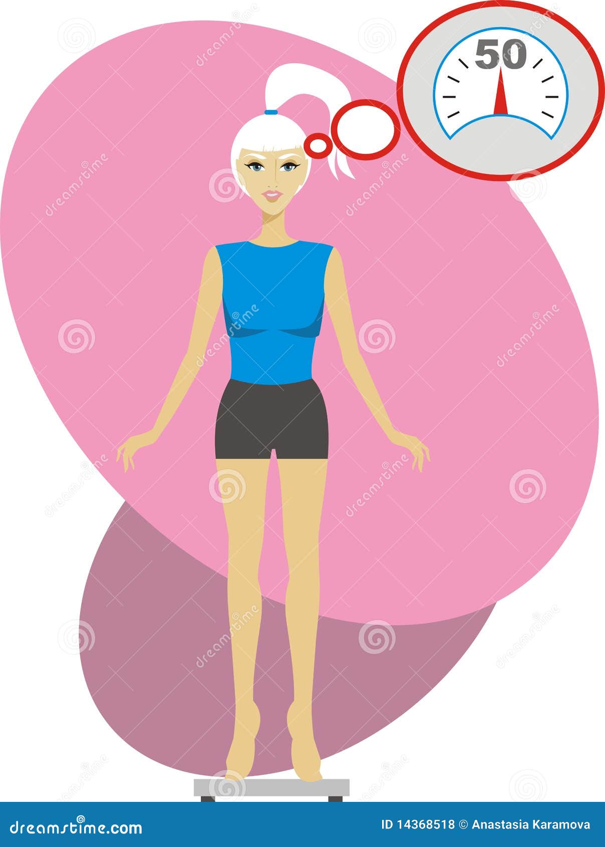 Girl on the scales stock vector. Illustration of loss - 14368518