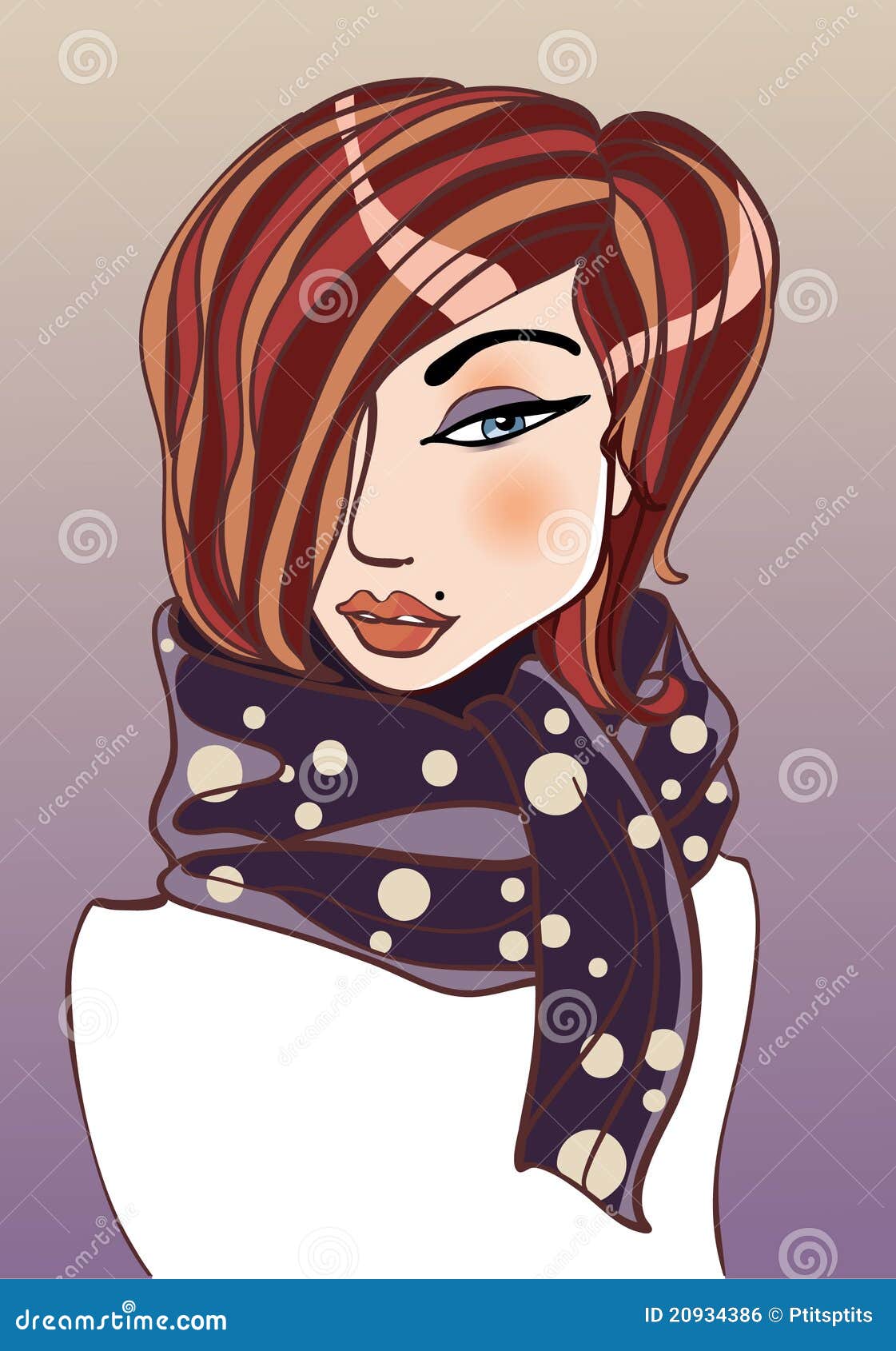 Girl with scarf stock vector. Illustration of dress, fashion - 20934386
