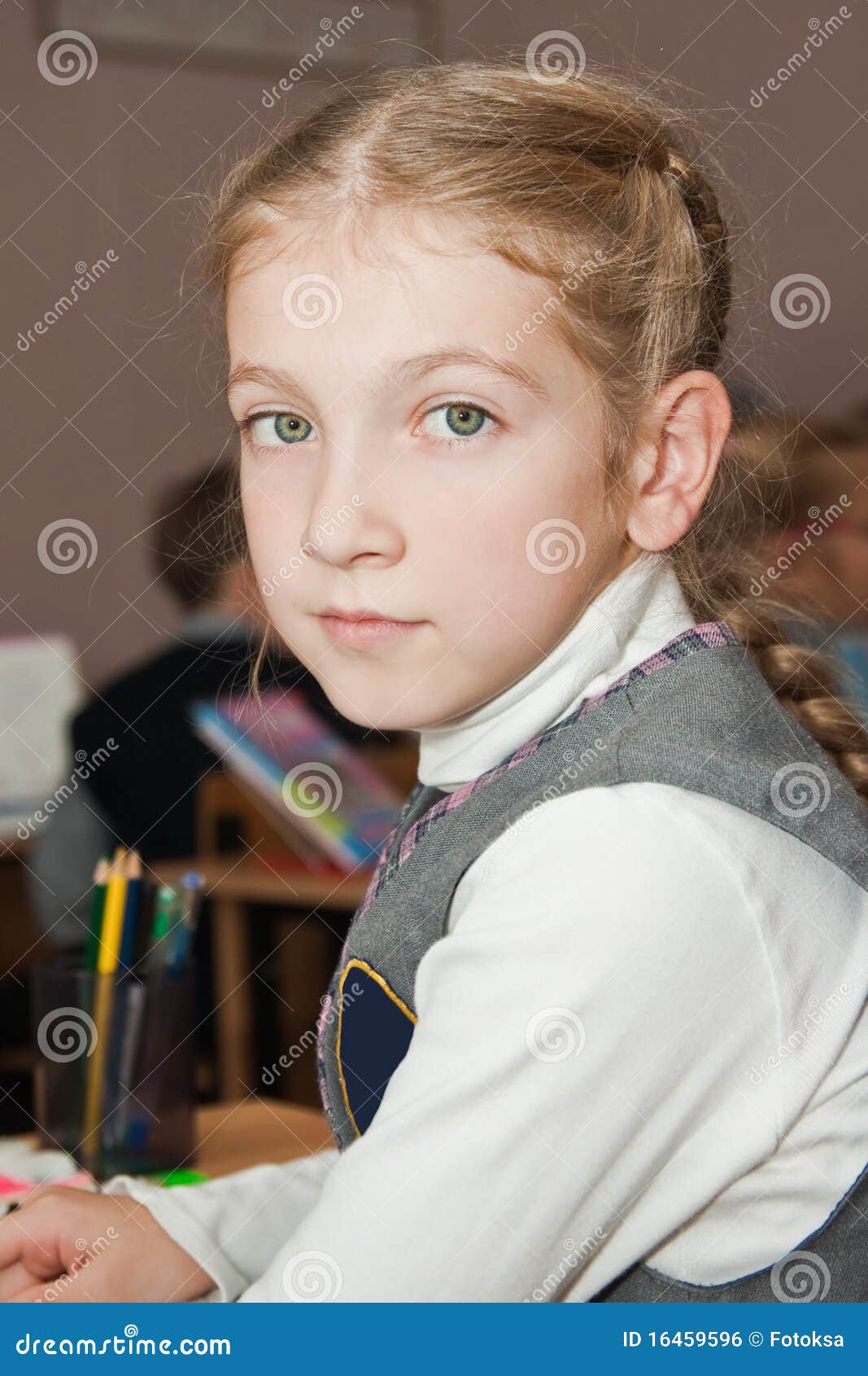 Girl at school at a lesson stock photo. Image of schoolgirl - 16459596