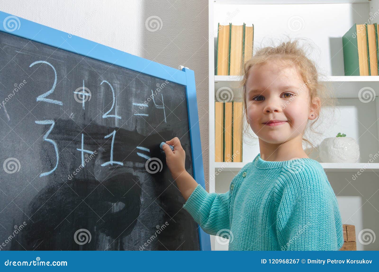 The Student on the Chalk Board Decides Examples Stock Image - Image of ...