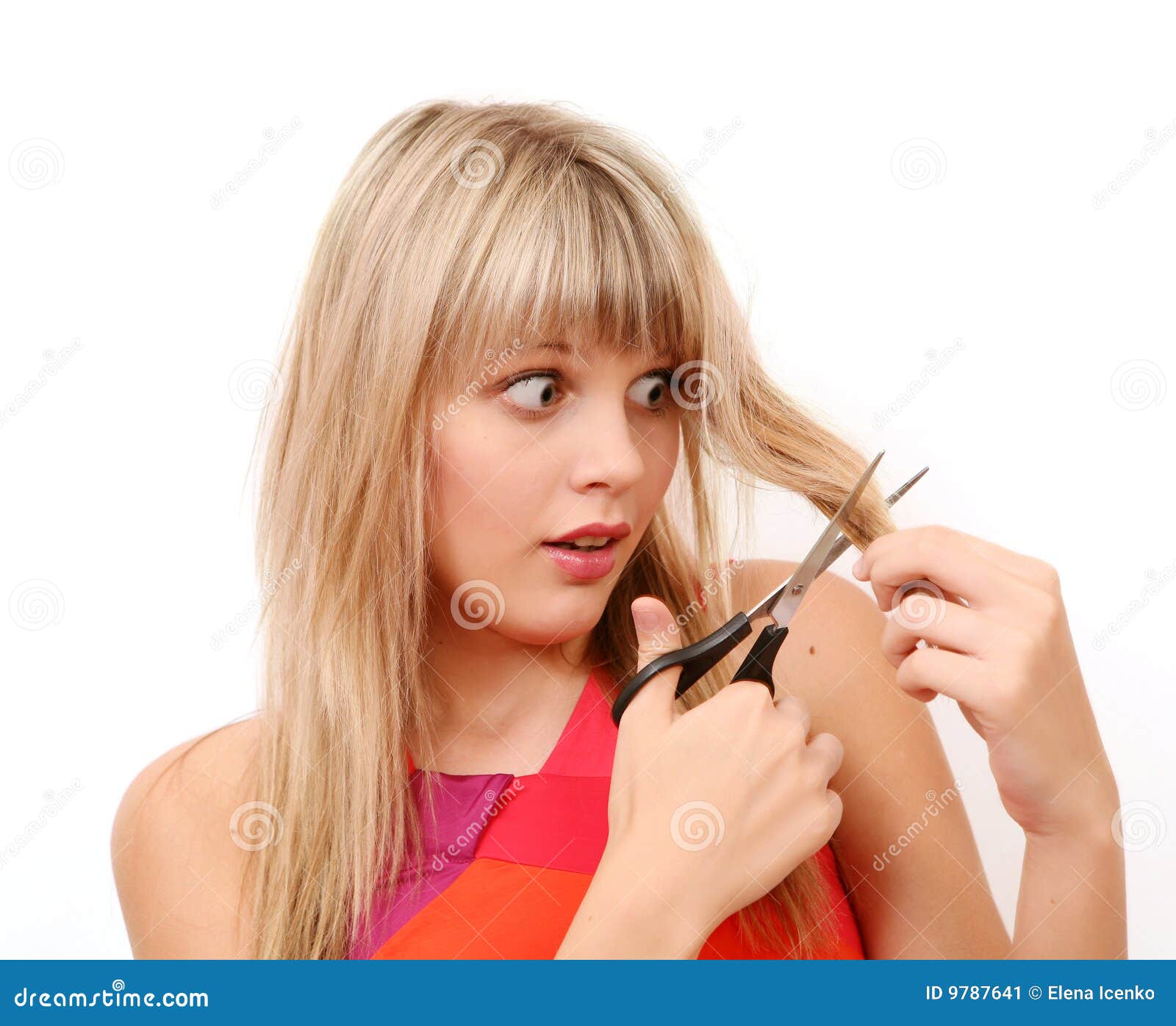 The girl with scissors stock image. Image of hairdress - 9787641