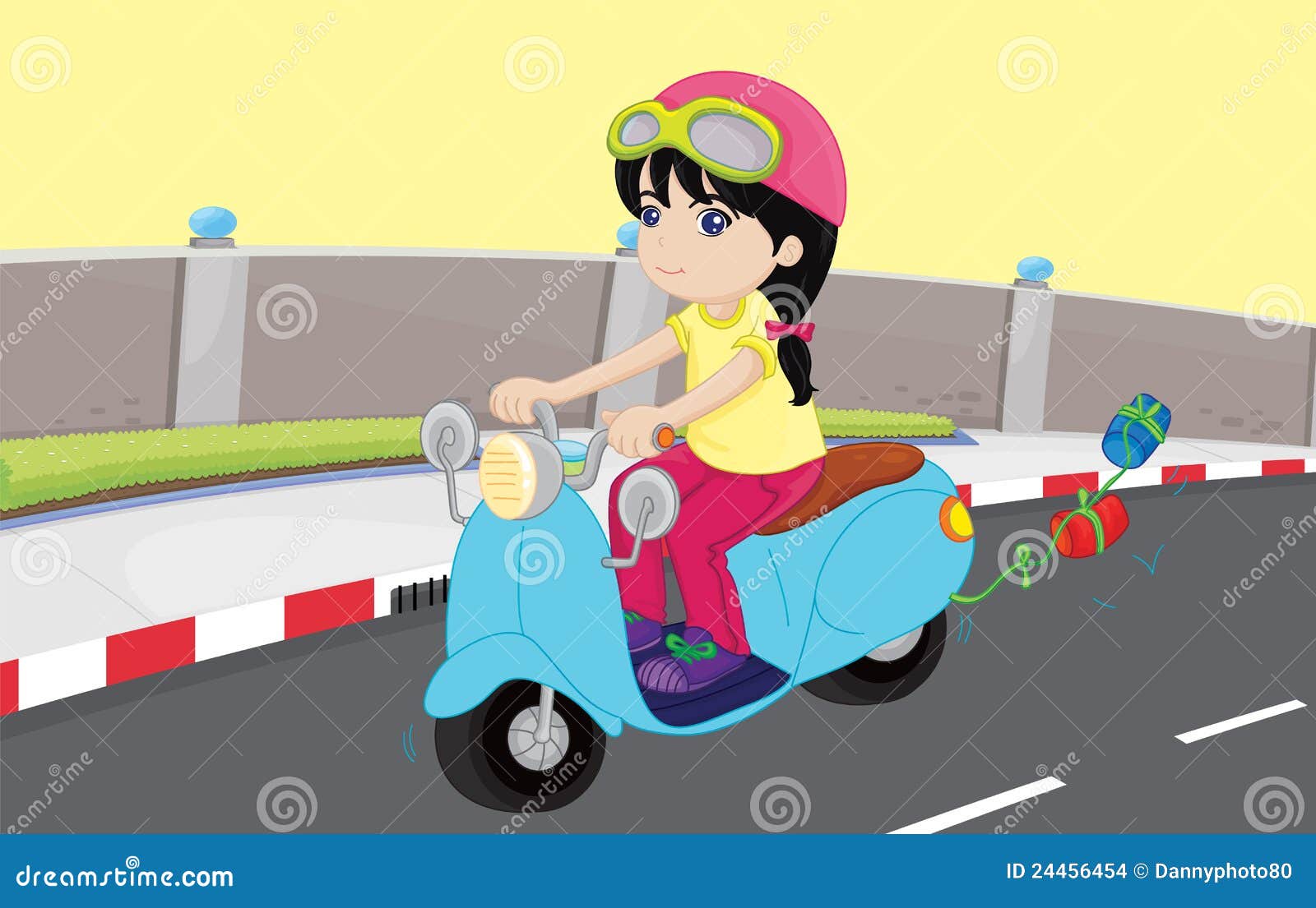 Girl on a scooter stock vector. Illustration of cute - 24456454