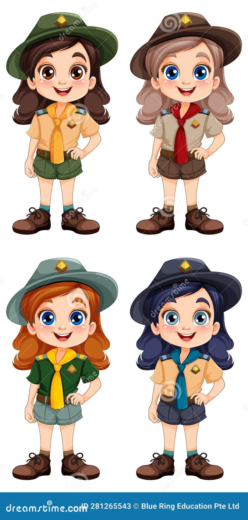 Girl Scout in Uniform Cartoon Character Stock Vector - Illustration of ...