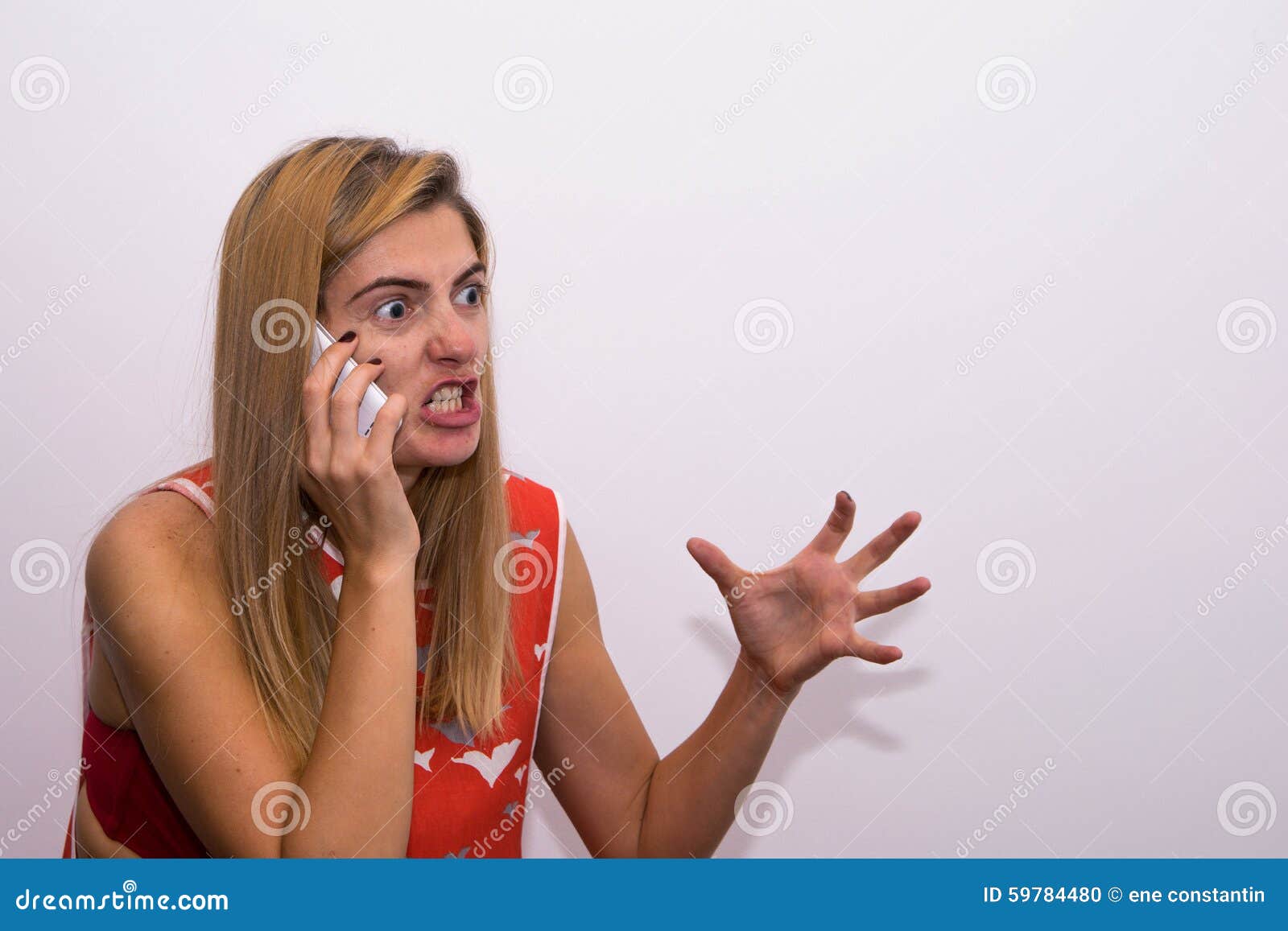 Girl Screaming on the Phone Stock Photo - Image of furious, angry: 59784480