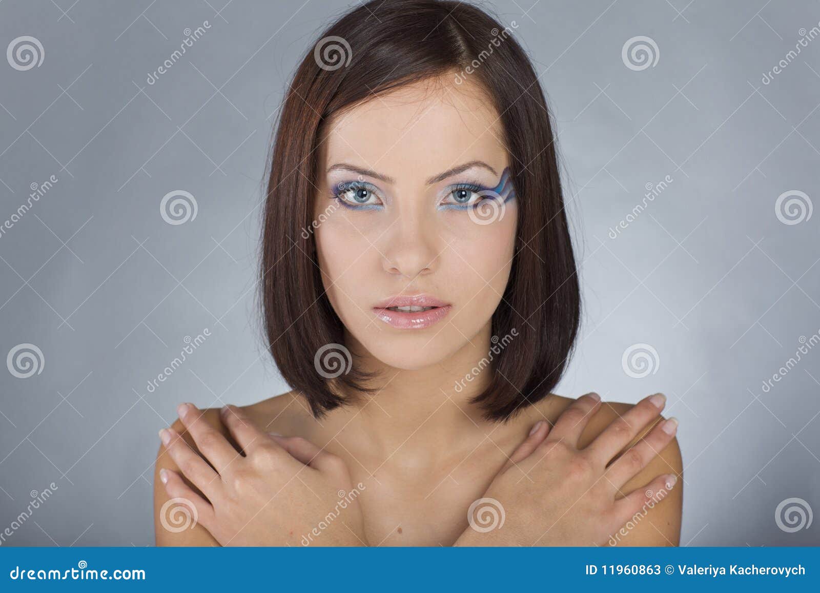 Girl with sea makeup stock image. Image of sensual, blue - 11960863