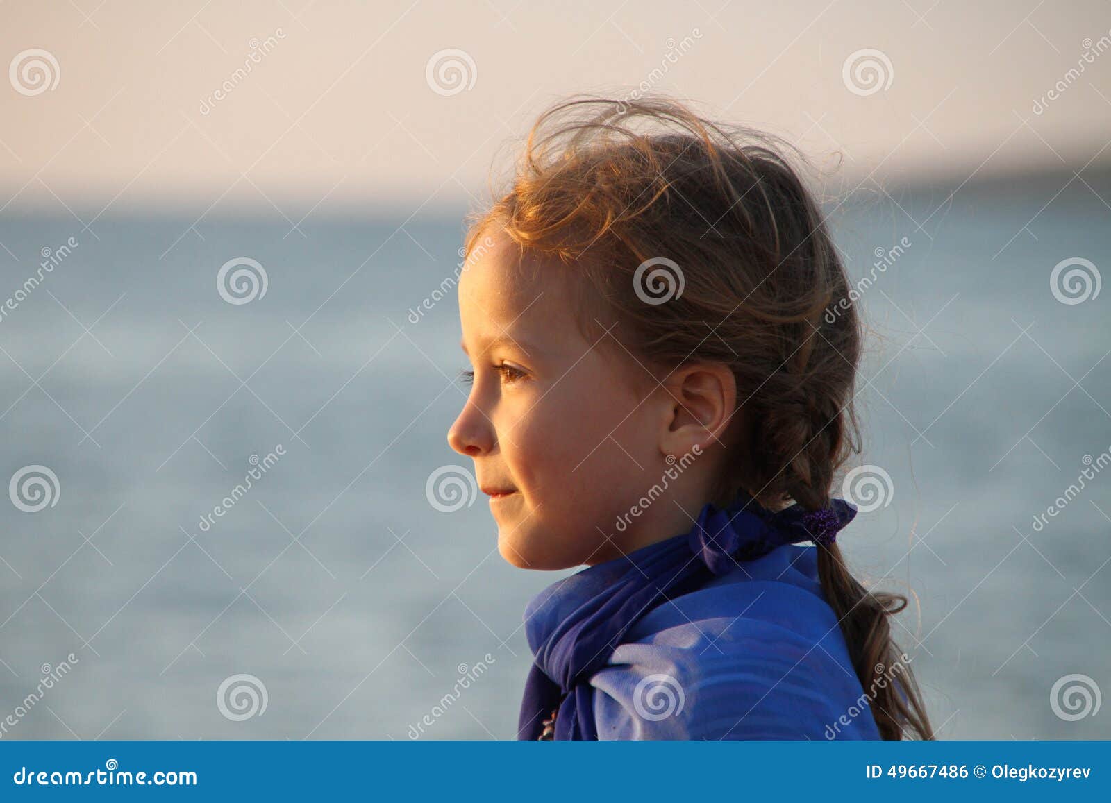 Girl sea profile face sun stock photo. Image of travel - 49667486