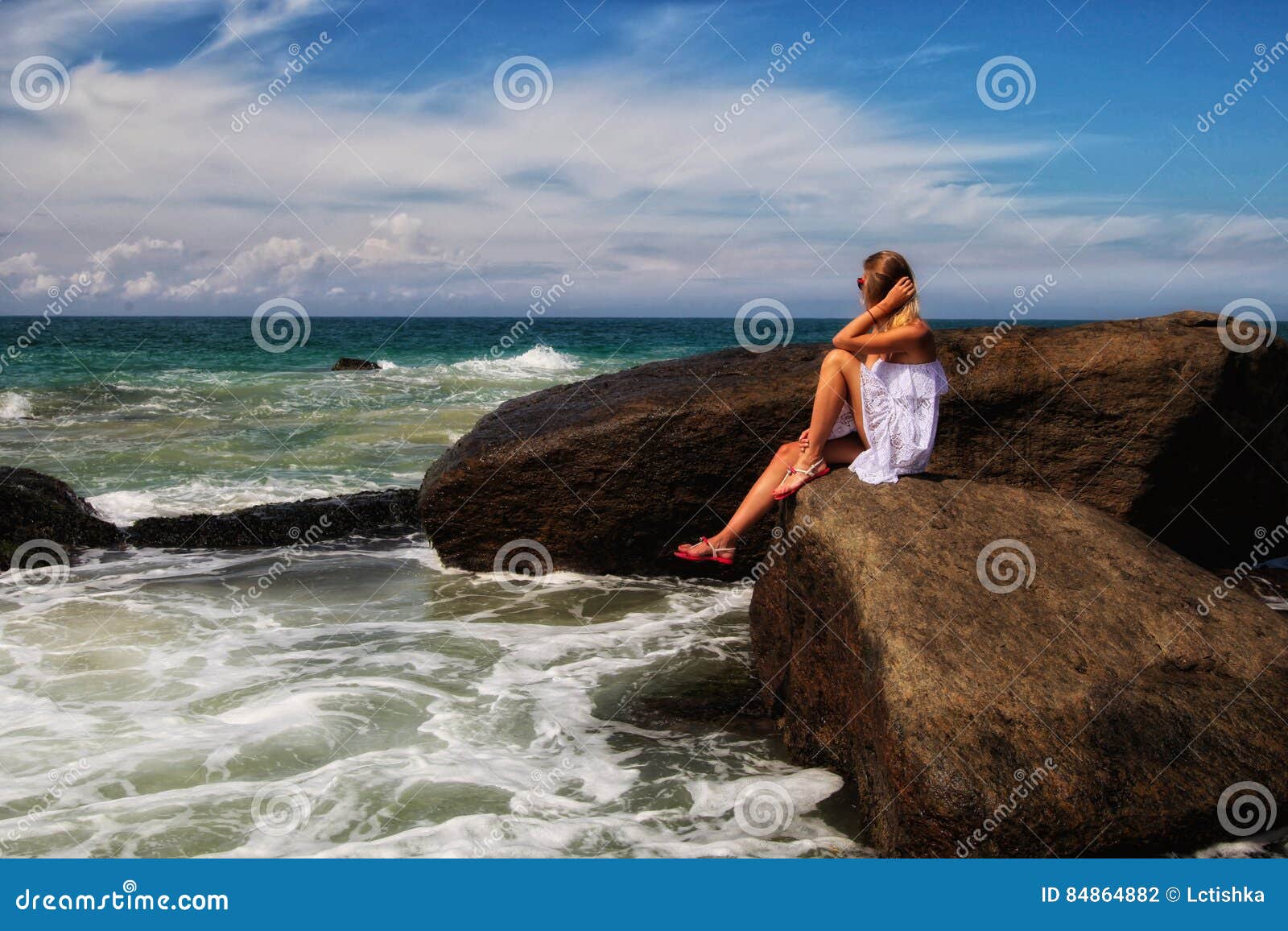Girl of the sea stock photo. Image of light, runs, happy - 84864882