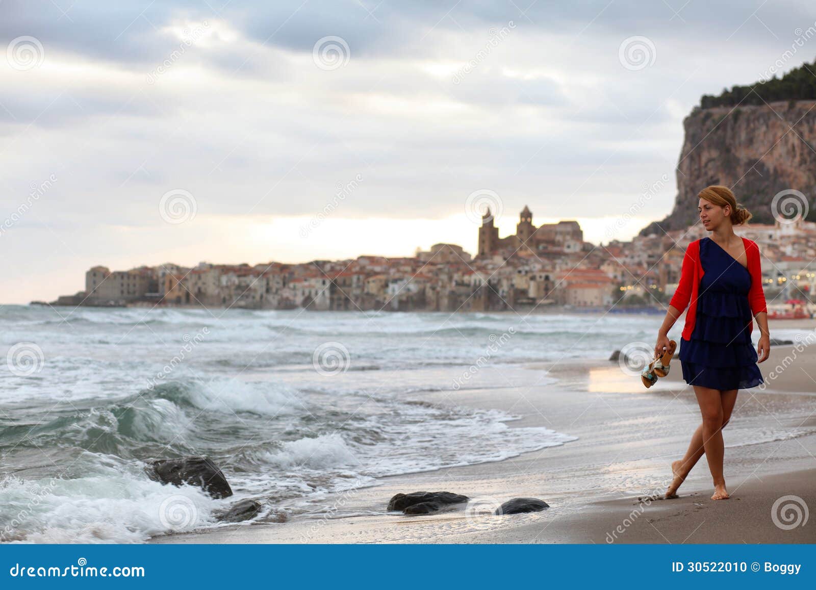 Girl by the sea stock photo. Image of season, promenade - 30522010