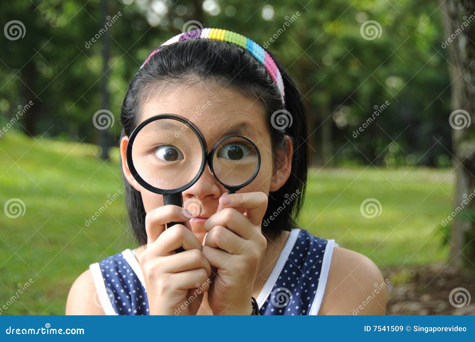 Girl searching for clue stock image. Image of picnic, child - 7541509