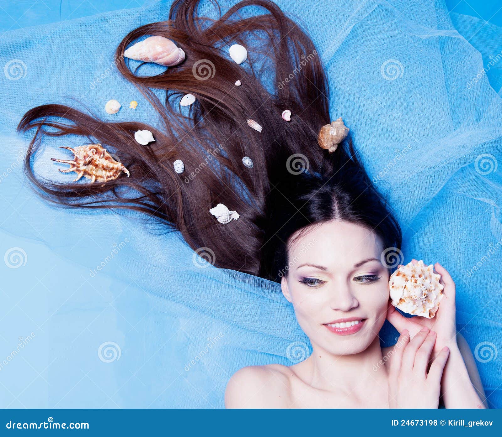 Girl with seashell stock photo. Image of female, marine - 24673198