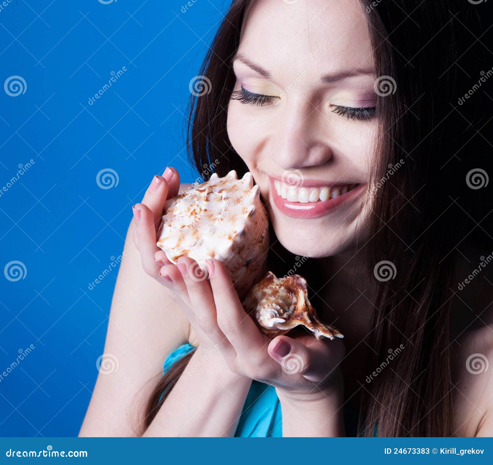 Girl with seashell stock image. Image of face, nymph - 24673383