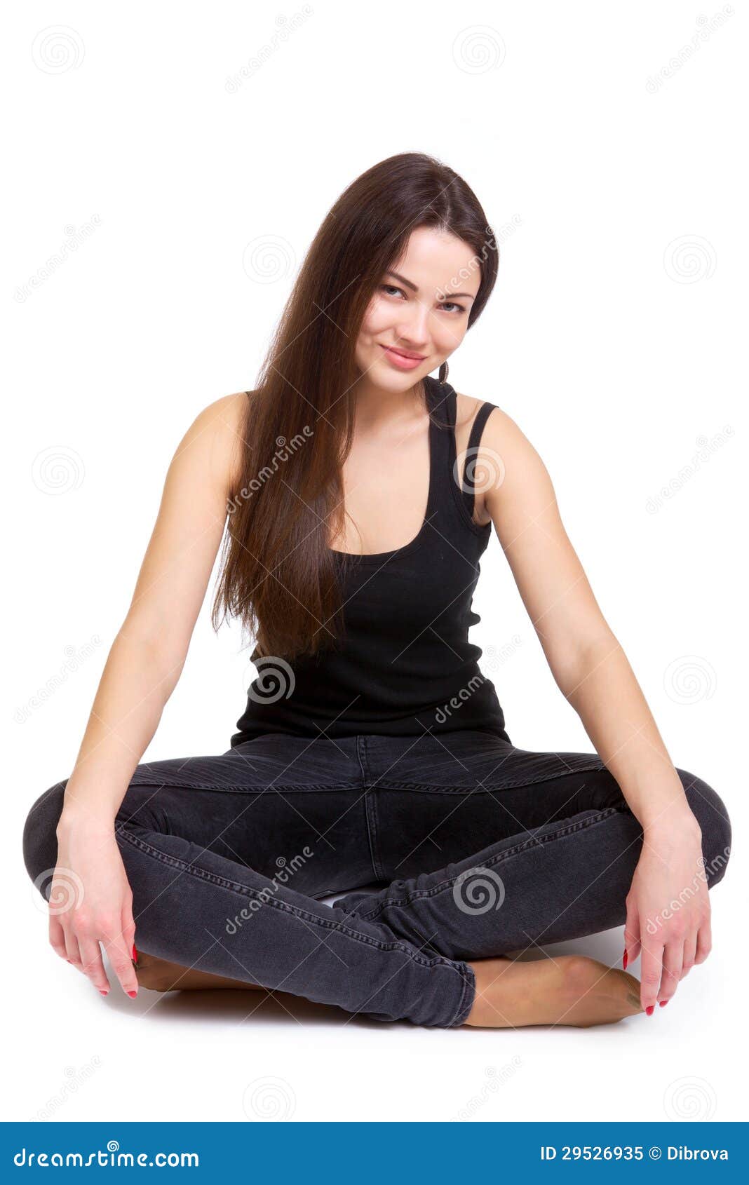 Girl seating on floor stock image. Image of white, floor - 29526935