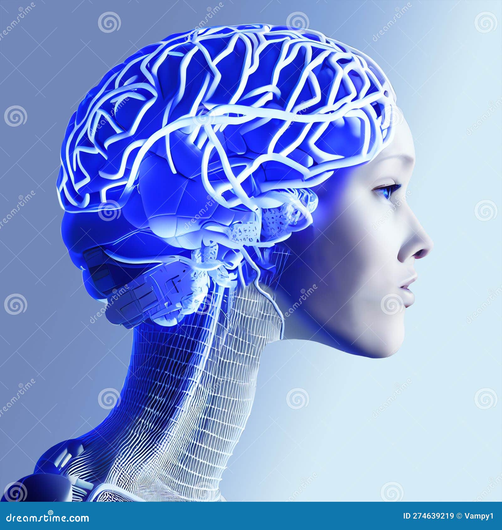 Girl Seen In Profile, Robotically Modified, Cyborg With Human Features ...