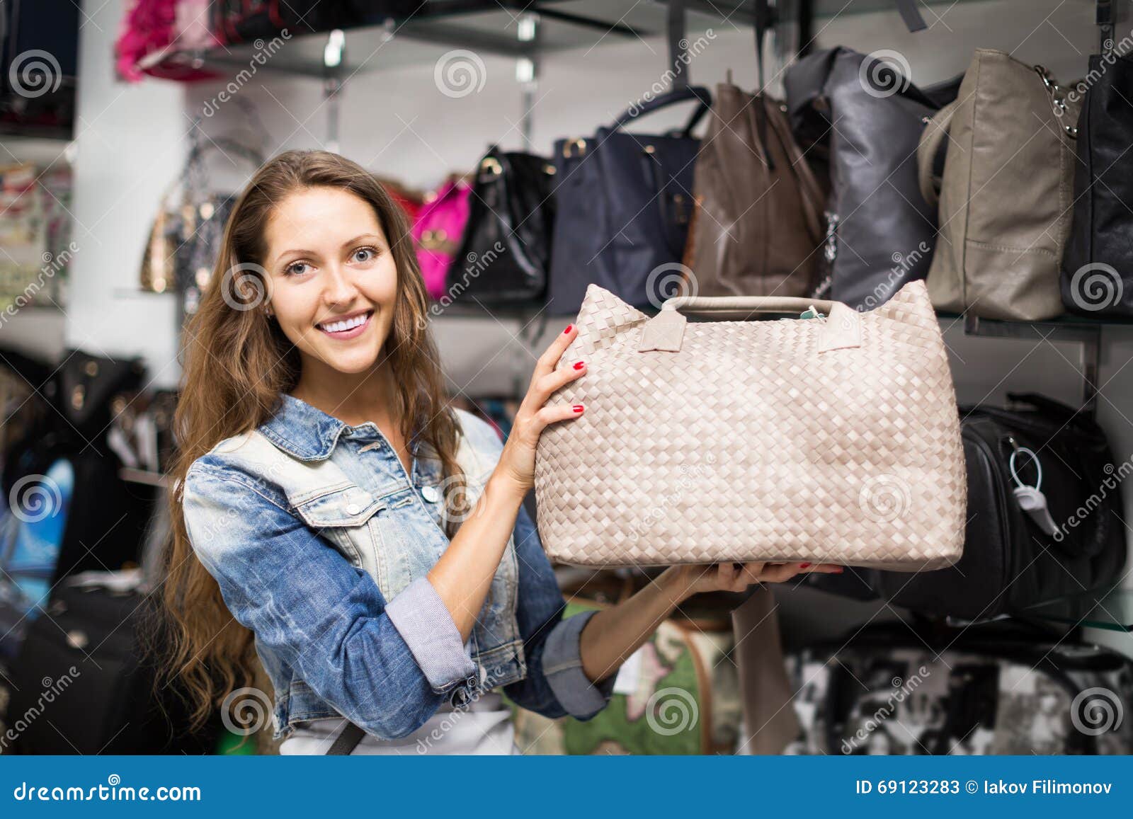 Girl Selecting Handbag in Commercial Centre Stock Image - Image of ...