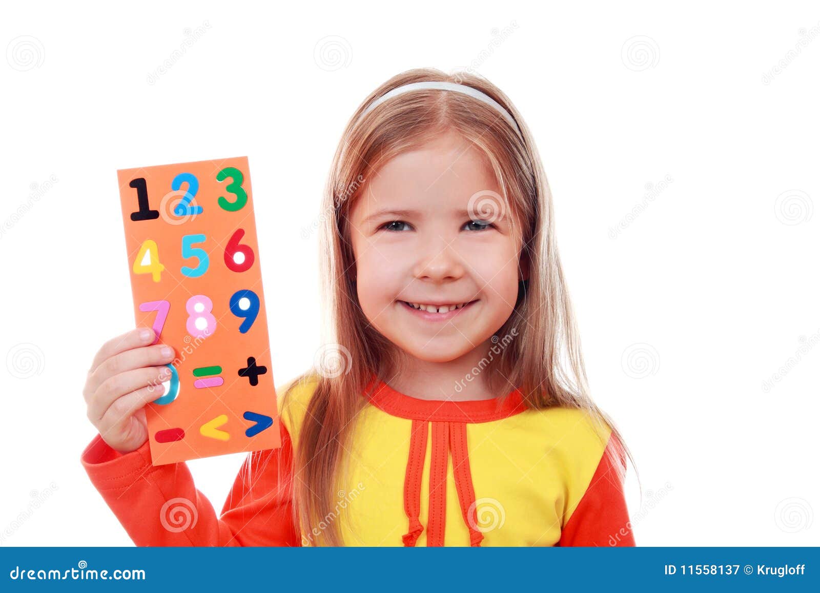 Girl with a set of digits stock image. Image of eyes - 11558137