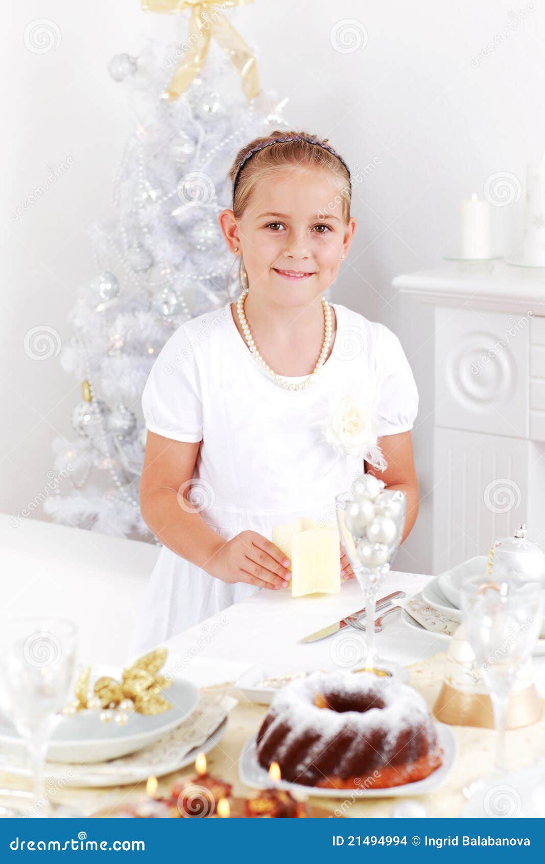 Girl setting table stock photo. Image of banquet, festive - 21494994
