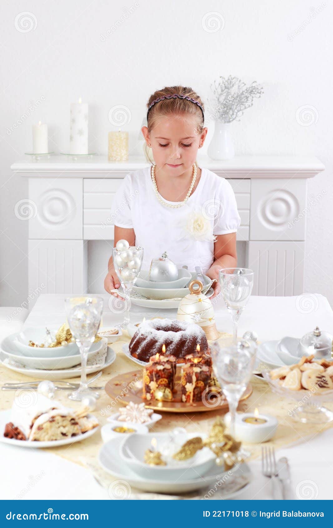 Girl setting table stock photo. Image of adorable, arrangemant - 22171018