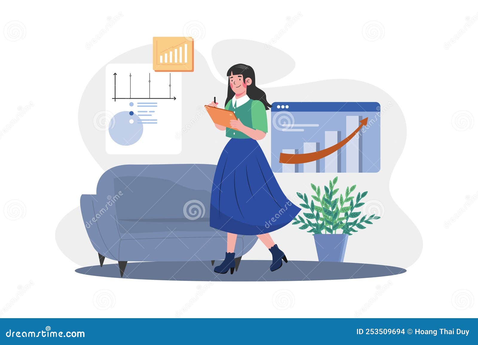 Girl Setting Up Her Schedule Illustration Concept on White Background ...