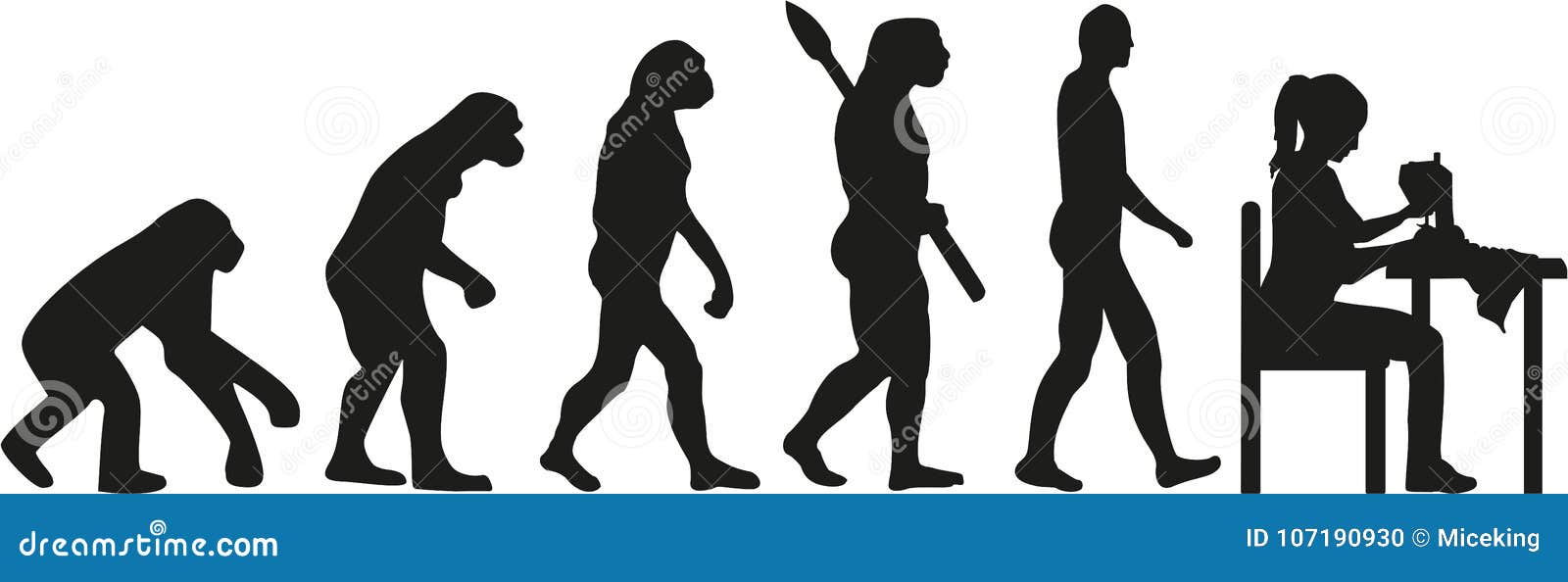 Girl on Sewing Machine Evolution Stock Vector - Illustration of ...