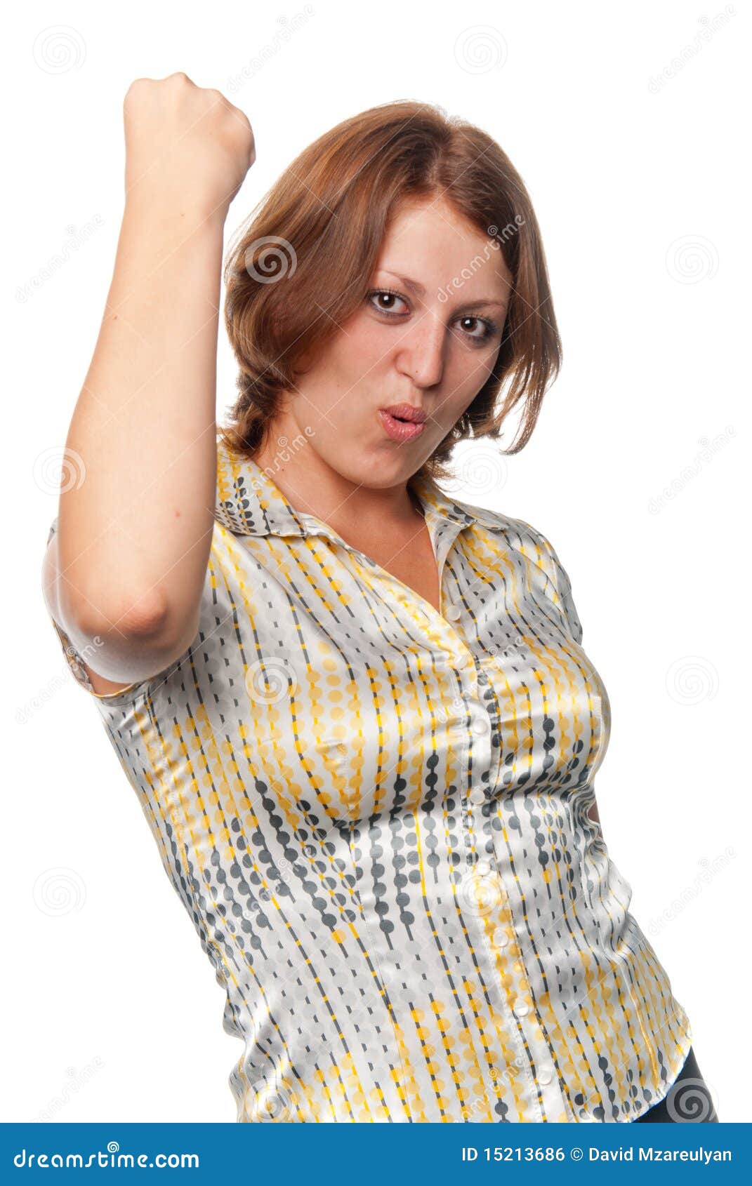 Girl shakes fist stock photo. Image of woman, caucasian - 15213686