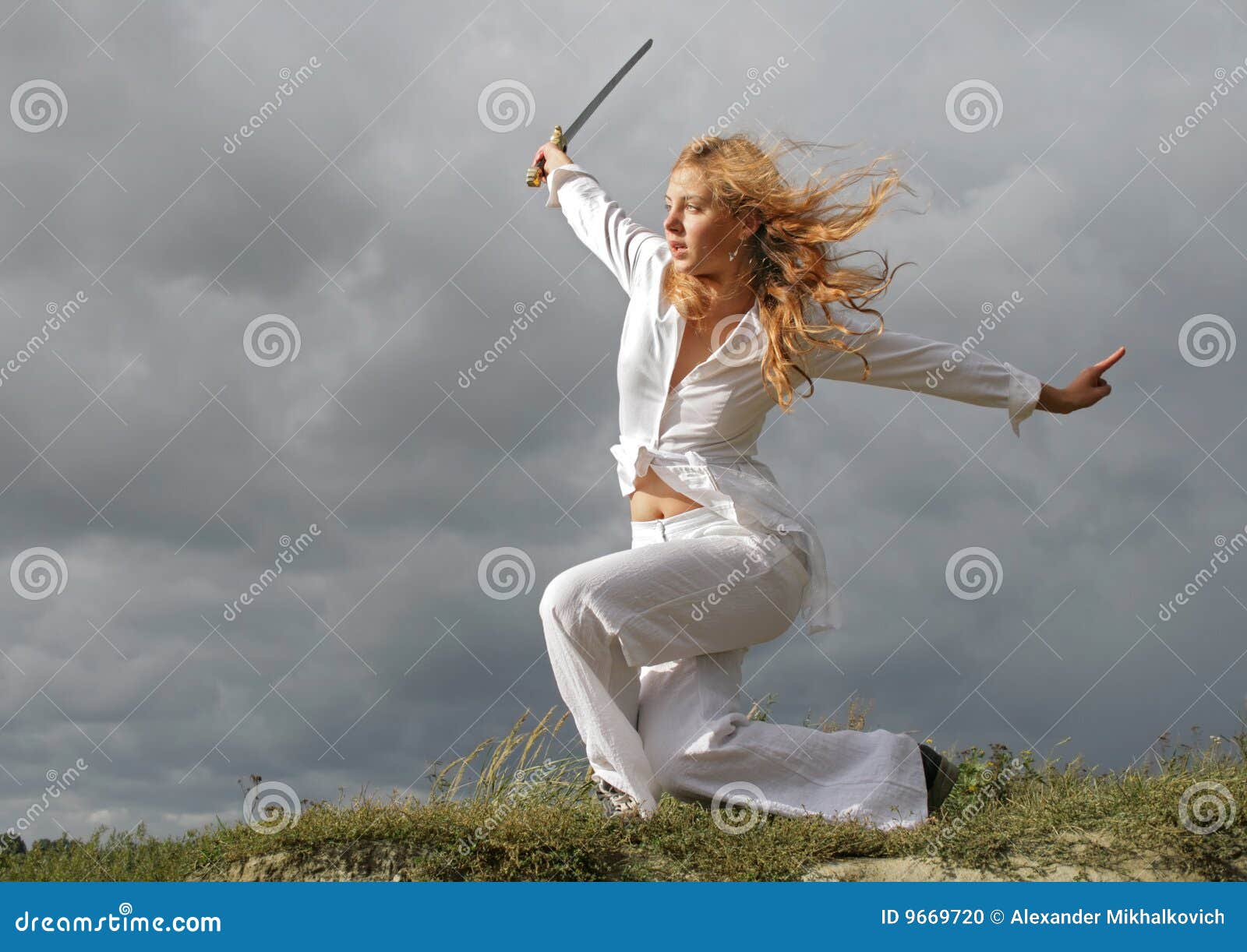 The Girl with a Sharp Sword Stock Photo - Image of sharp, cloud: 9669720