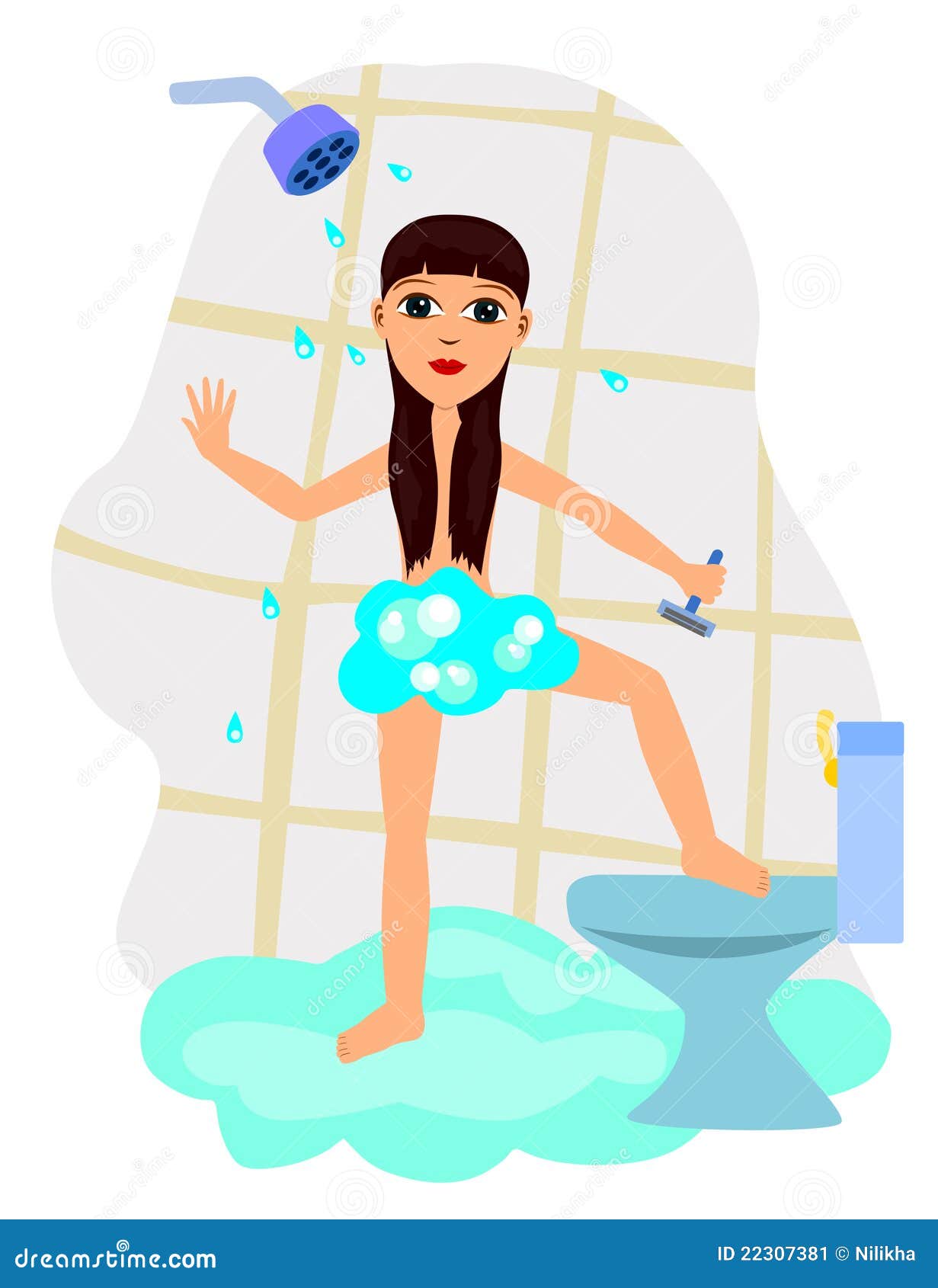 Girl shave leg stock illustration. Illustration of female - 22307381