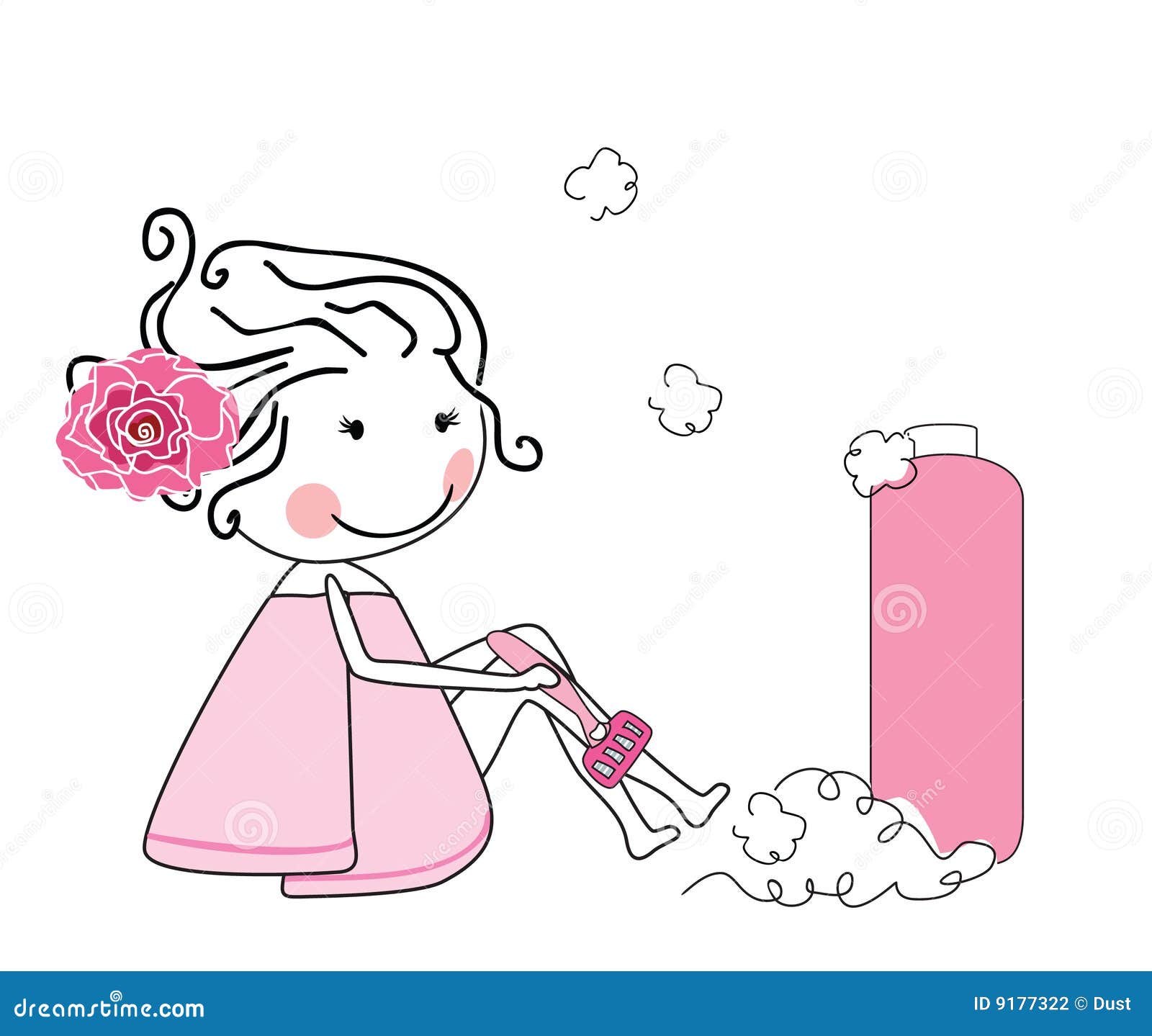 Girl shaving legs stock illustration. Illustration of pink - 9177322