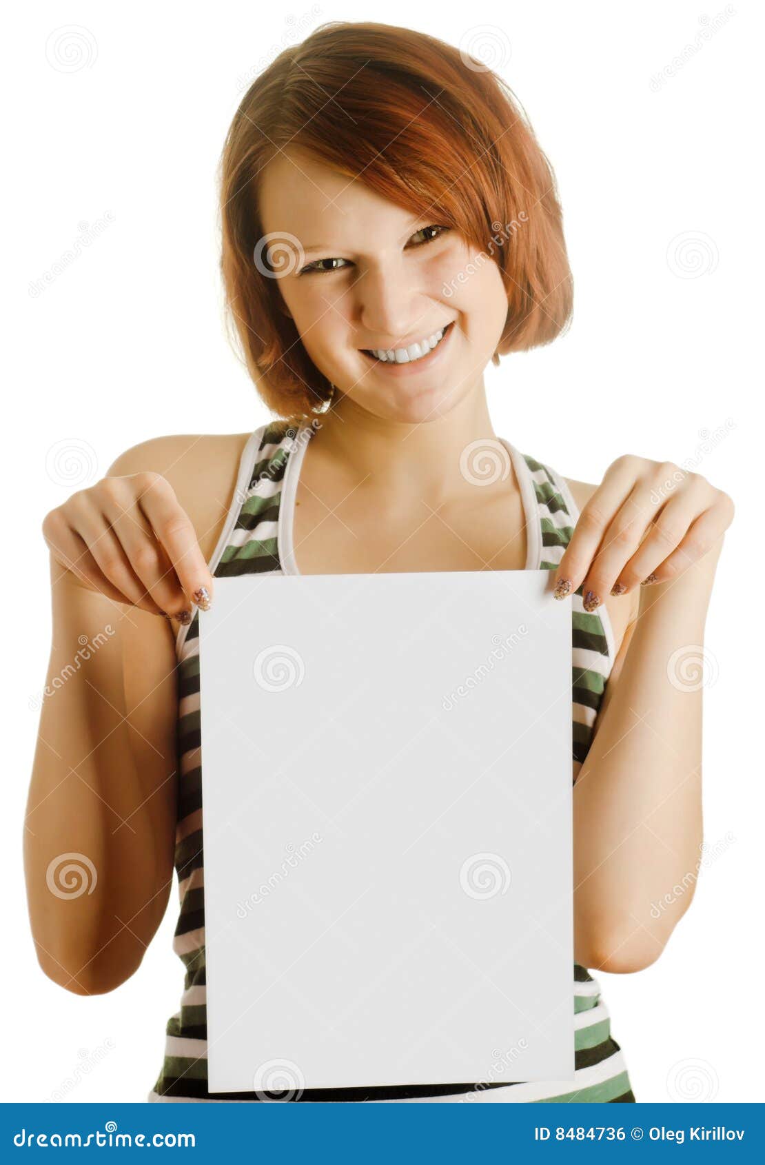 Girl with the Sheet of Paper Stock Photo - Image of note, beautiful ...